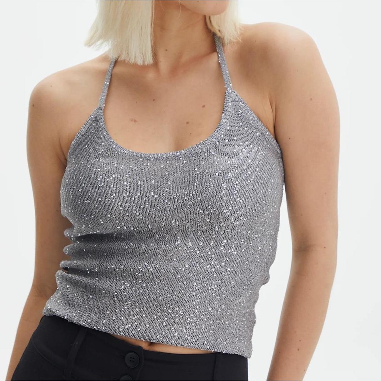 glassons knit sequin halter top brand new with tags - Depop
