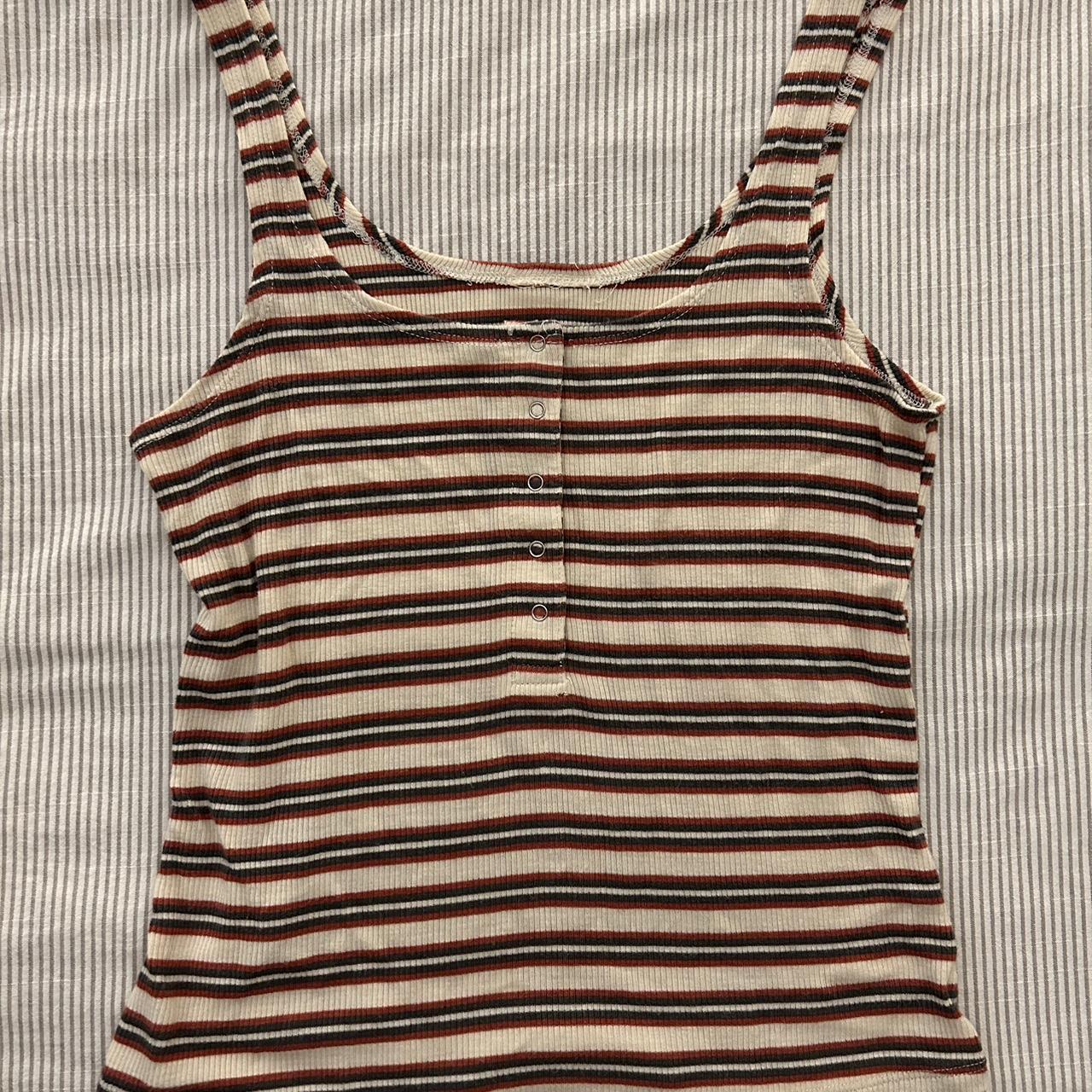 earth tone striped ribbed tank 🌀 ~stretchy &... - Depop