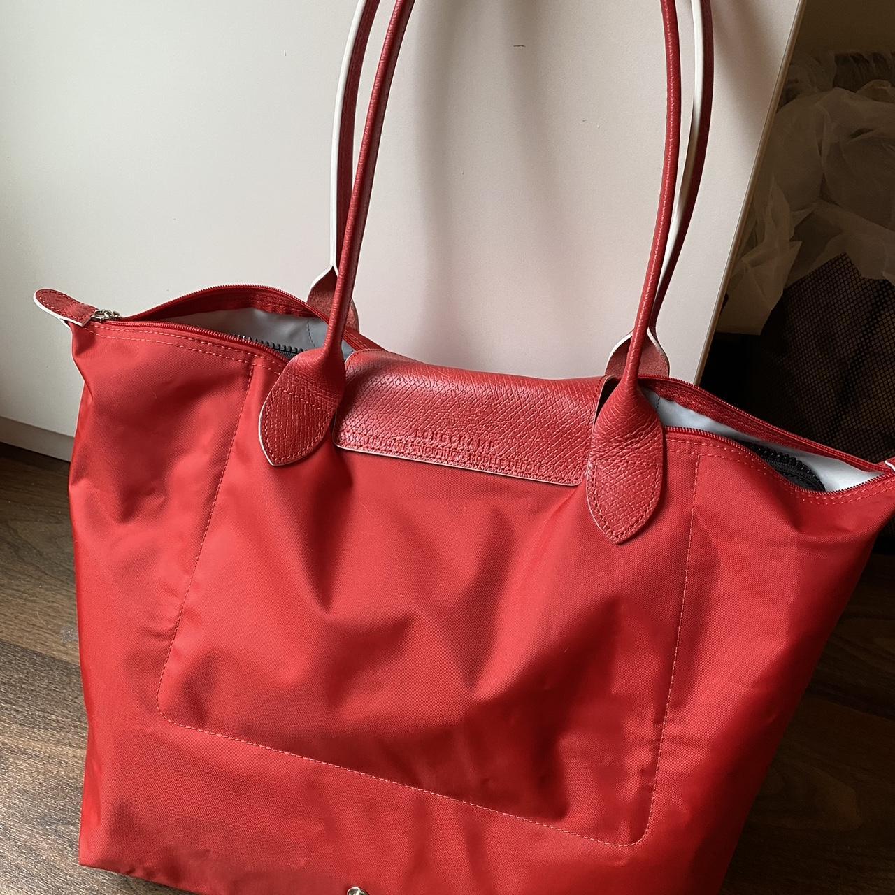 Super rare red Longchamp Le Pliage large OPEN to... - Depop