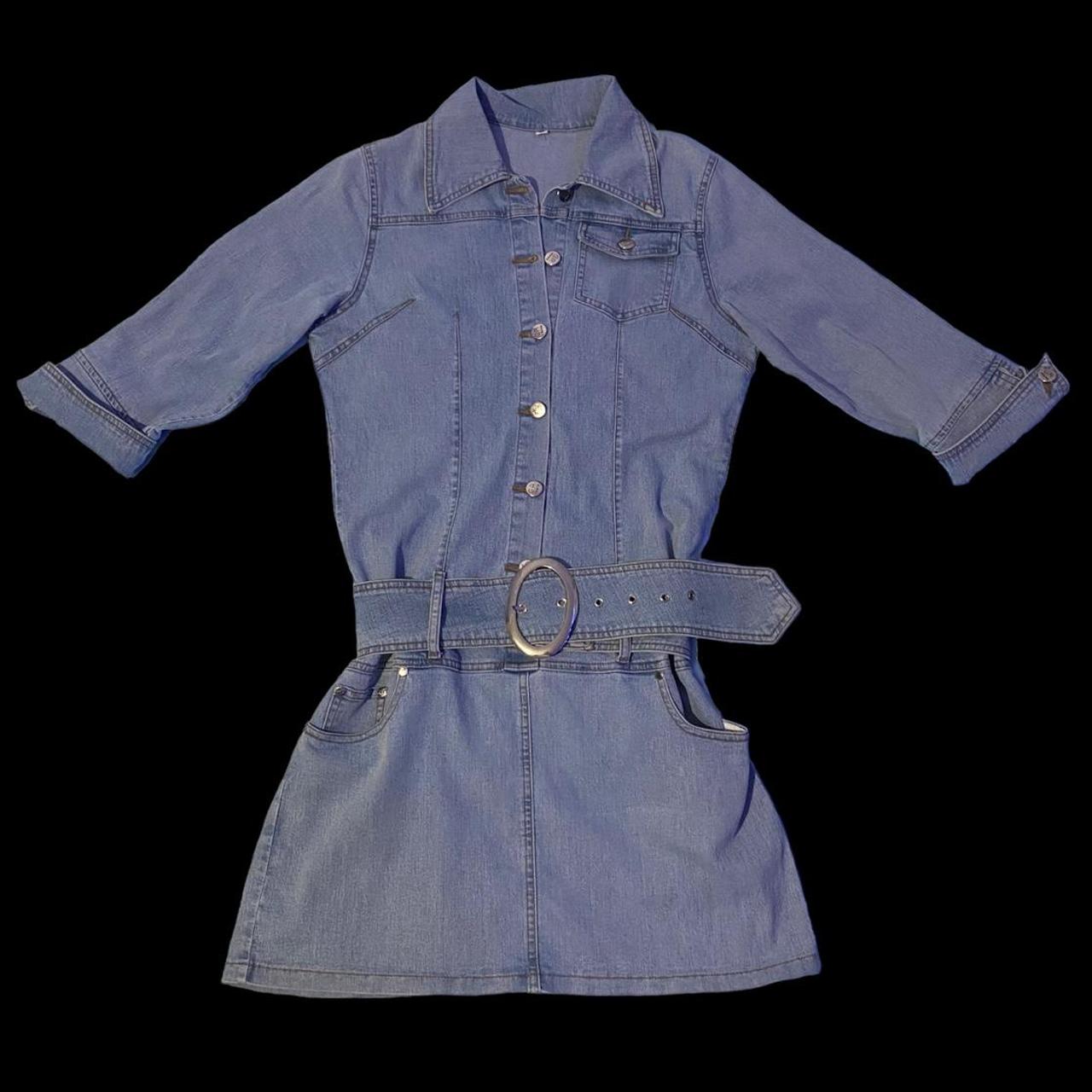 Light blue denim mini dress Great condition 3/4... - Depop