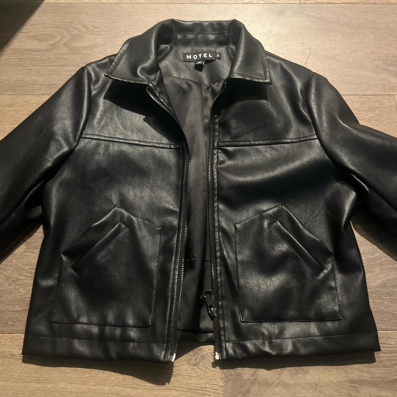 motel rocks cropped-ish leather jacket worn once... - Depop