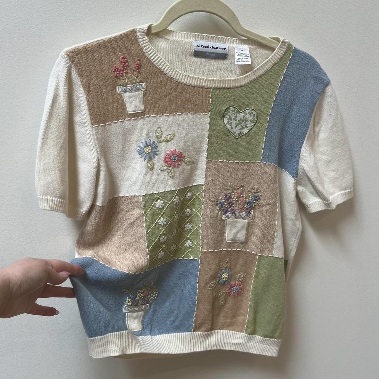 90s cottage core patchwork embroidered floral garden... - Depop