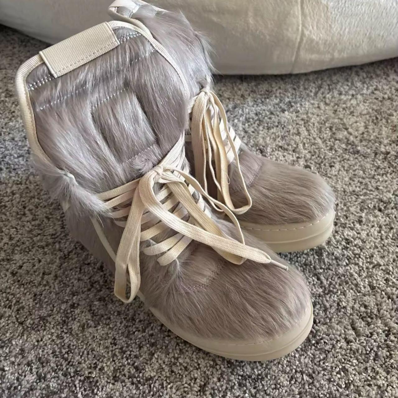 rick owen light grey faux fur “geobaskets” need em... | Depop