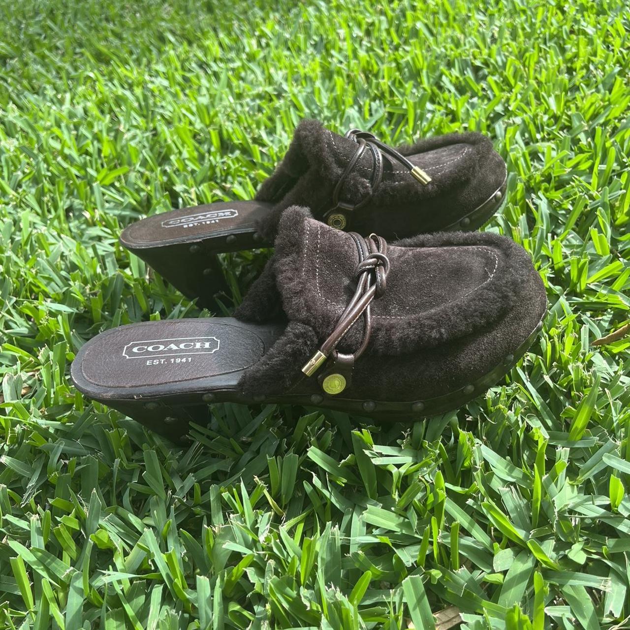 Coach Women's Brown and Gold Clogs | Depop