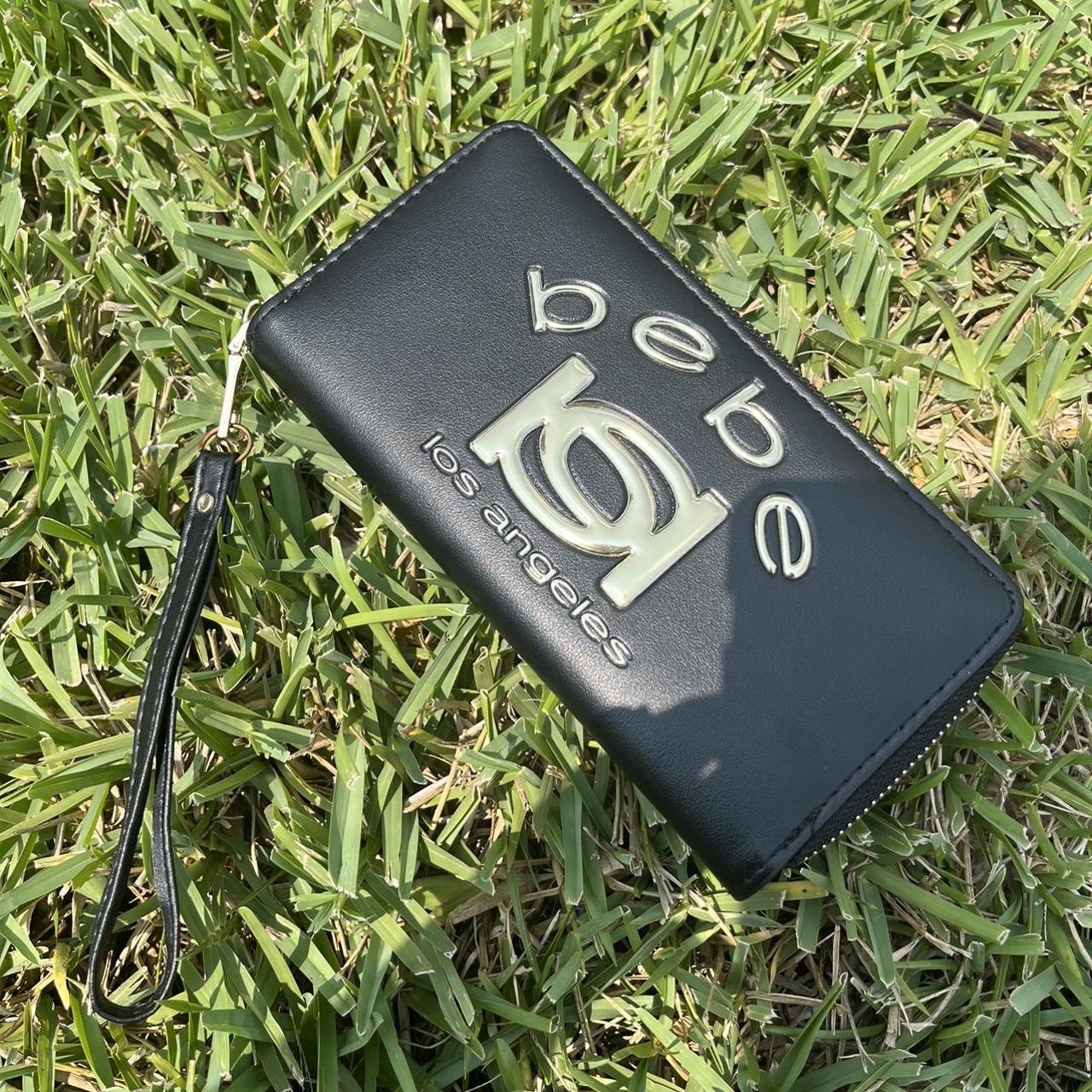 Black and Gold Bebe Los Angeles Wallet - Depop