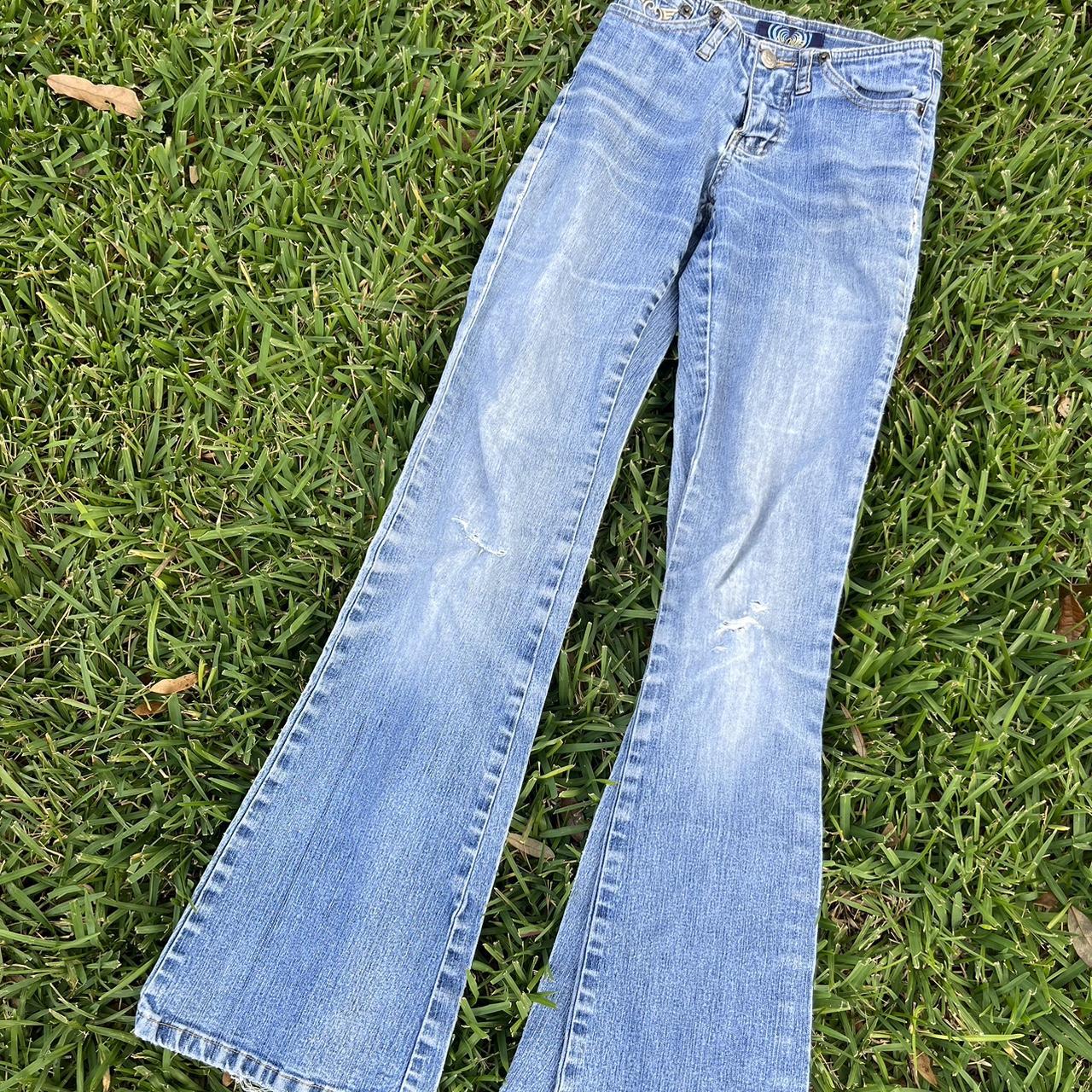 Early 2000’s Angels Distressed Low Rise Flare Bell... - Depop