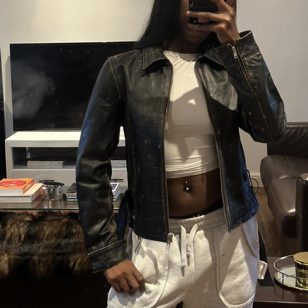 Vintage killah leather jacket - washed effect - very... - Depop