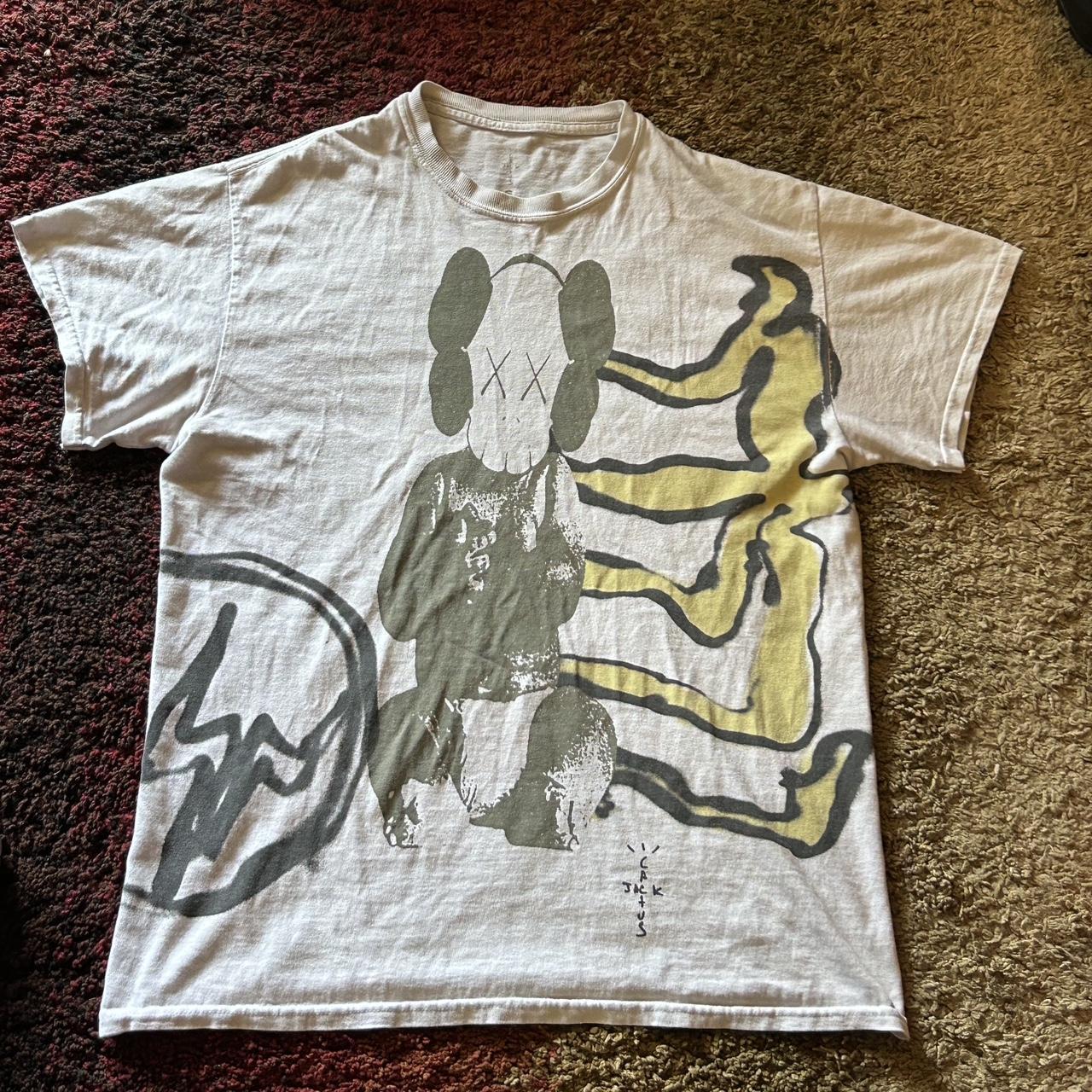 Travis Scott Men's White and Grey T-shirt | Depop