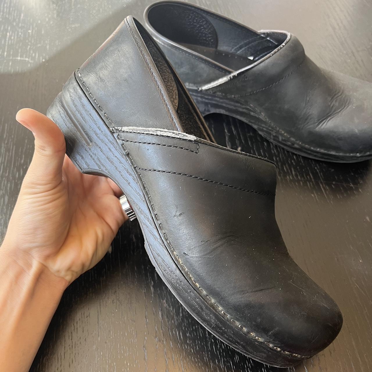 Dansko Clogs size 44 Black matte leather US 10 - Depop