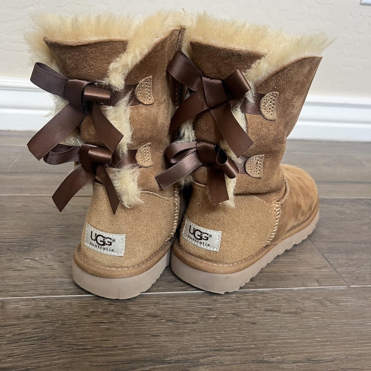 Size 7 (women’s) satin tie/Bailey Bow Uggs, hardly... - Depop