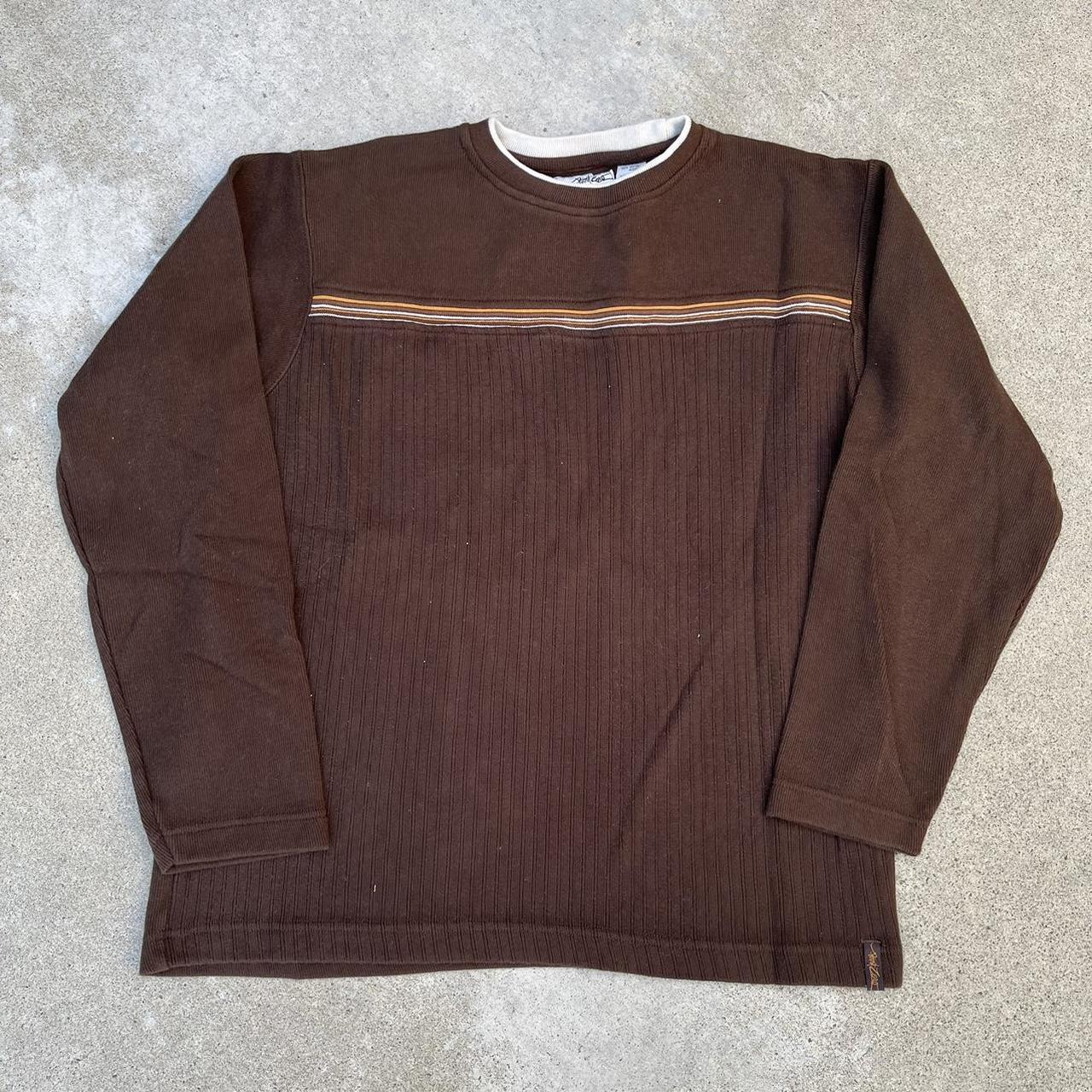 Vintage brown striped sweater point zero size men’s... - Depop