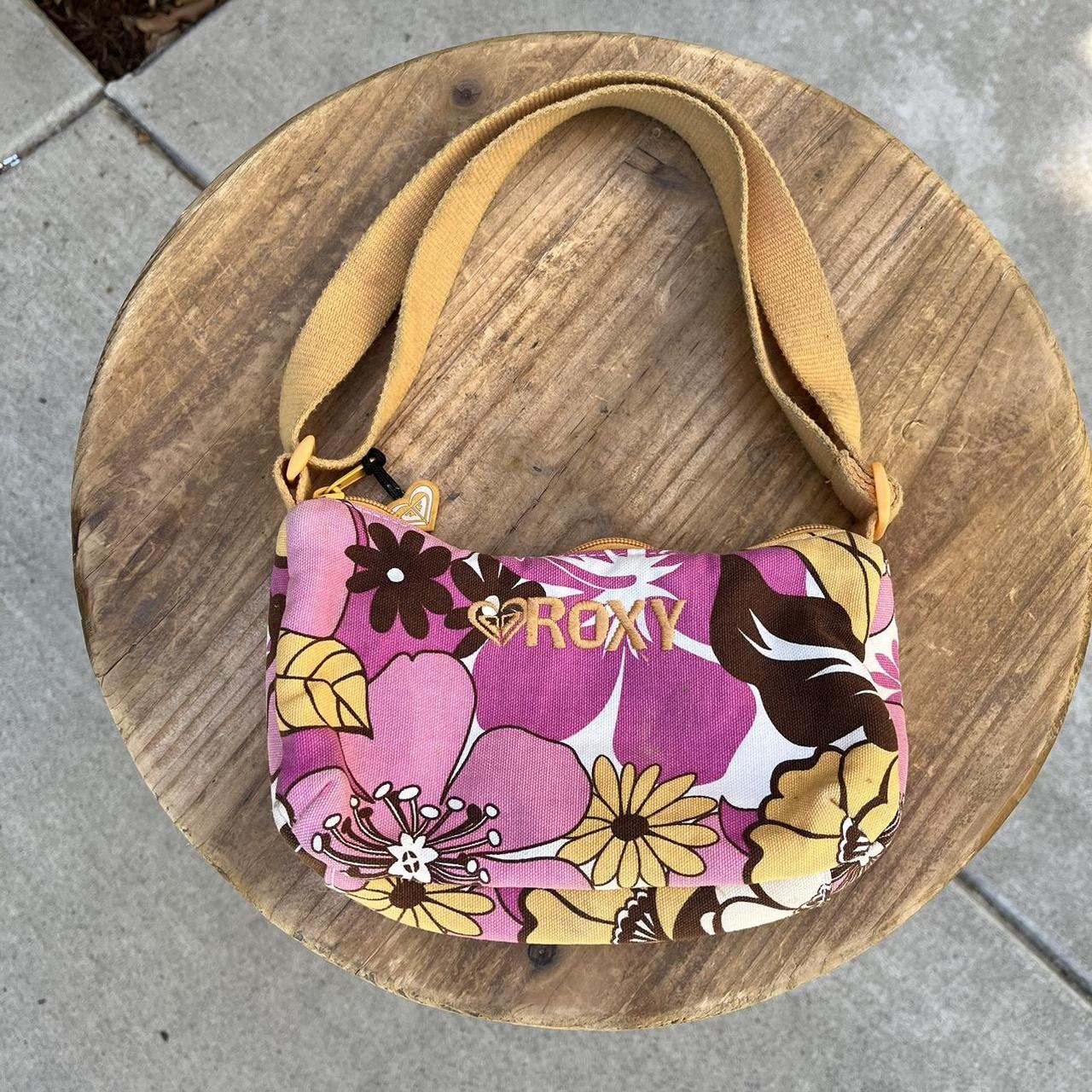 Roxy flower Corduroy Vtg 00s Shoulder Bag orange... - Depop