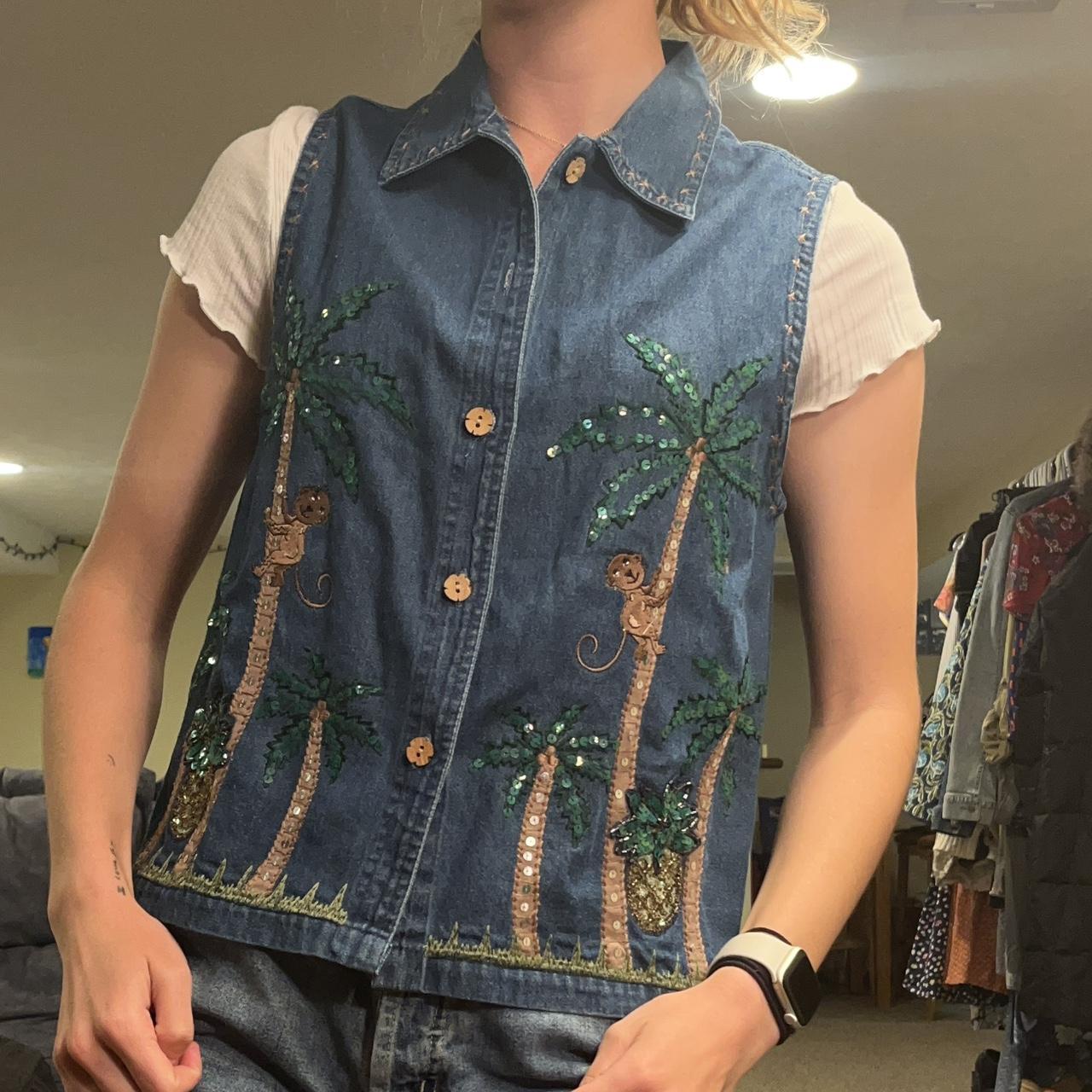 vintage denim monkey vest ⭐️size: medium ⭐️brand:... - Depop