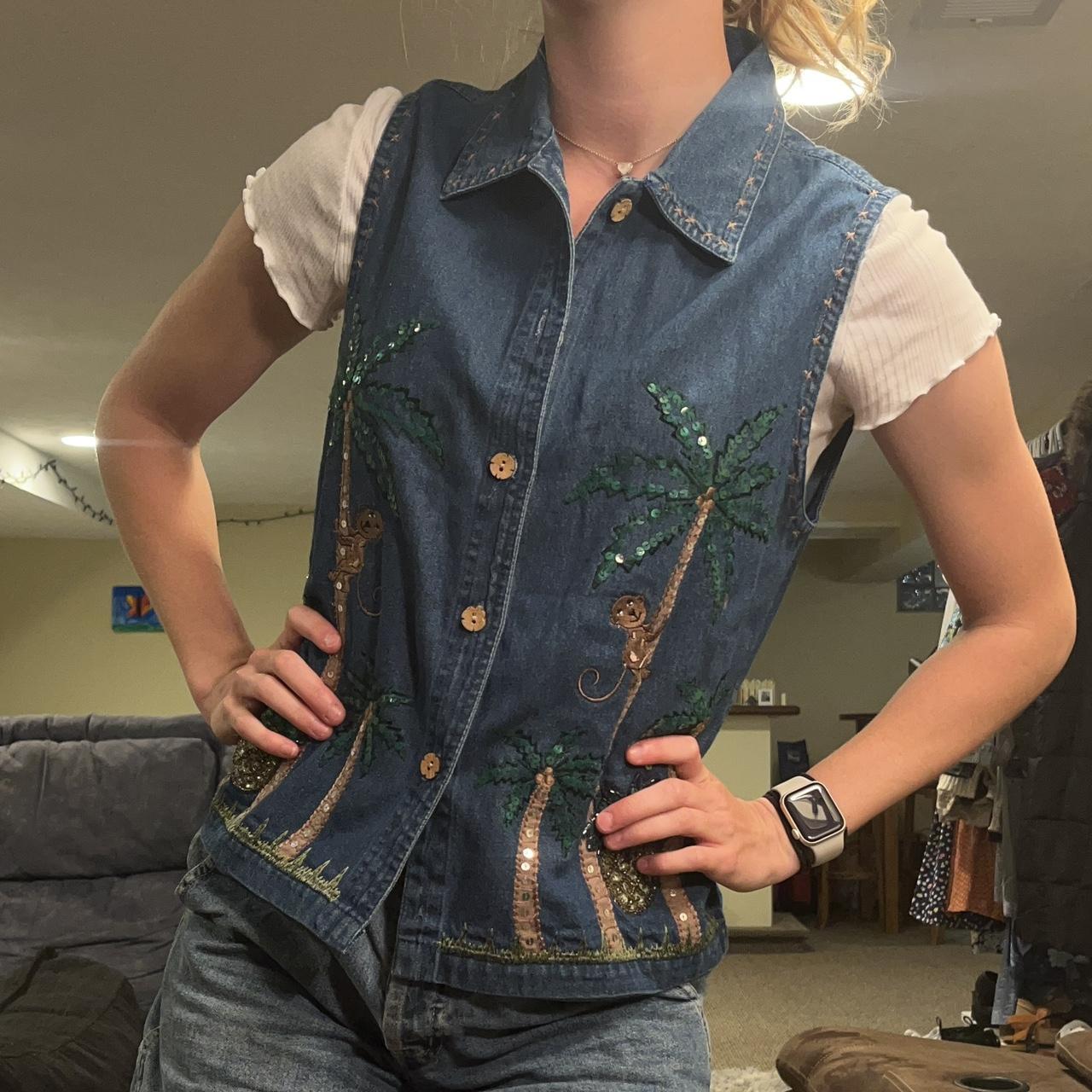 vintage denim monkey vest ⭐️size: medium ⭐️brand:... - Depop