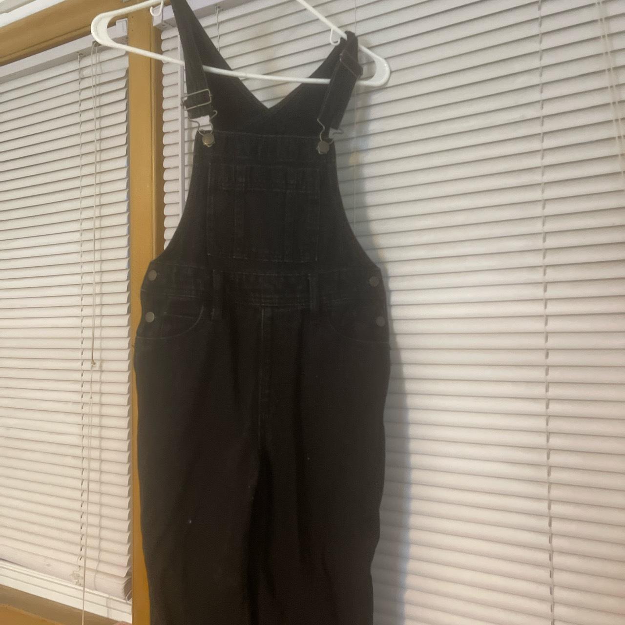 cutest overall in black! I’m 5’1 and it fits... - Depop