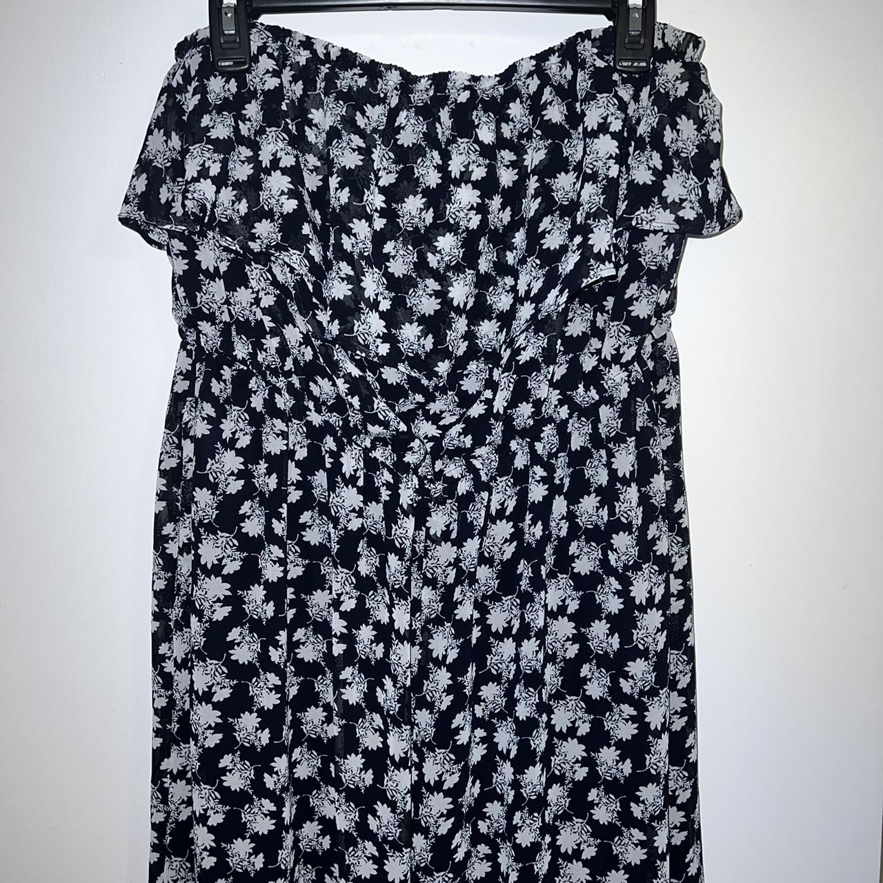 Lane Bryant 16 Navy Floral Strapless Jumpsuit Depop