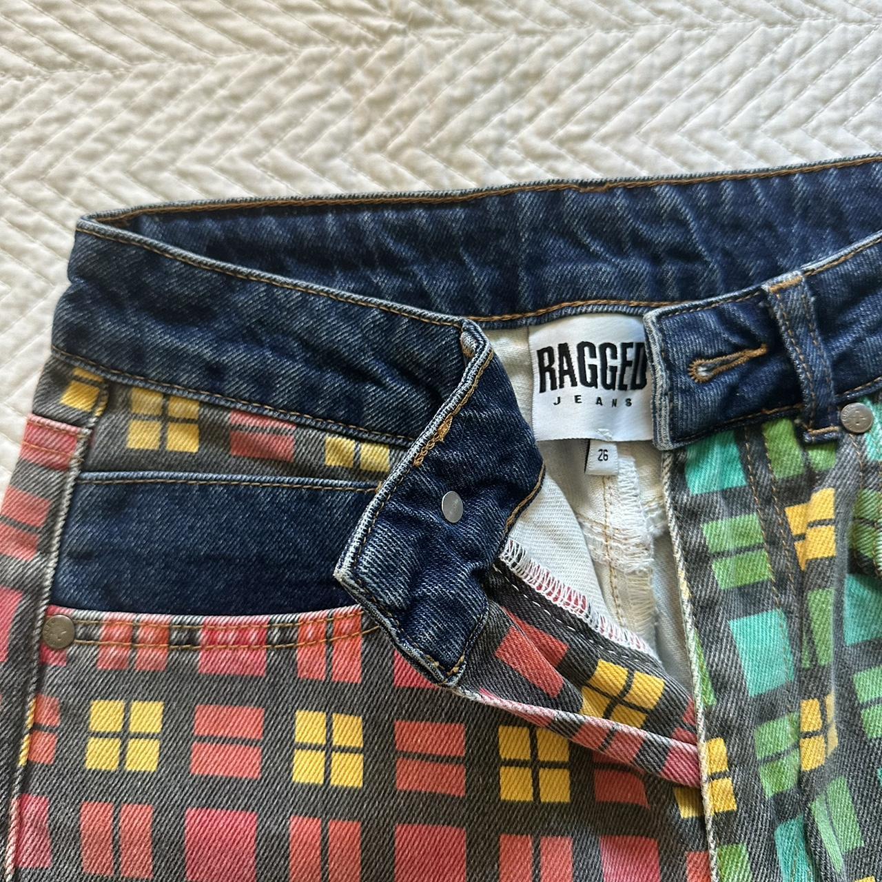 RAGGED PREIST Hot Rod Mix Check Dad Jeans size 26🍎🍏... - Depop