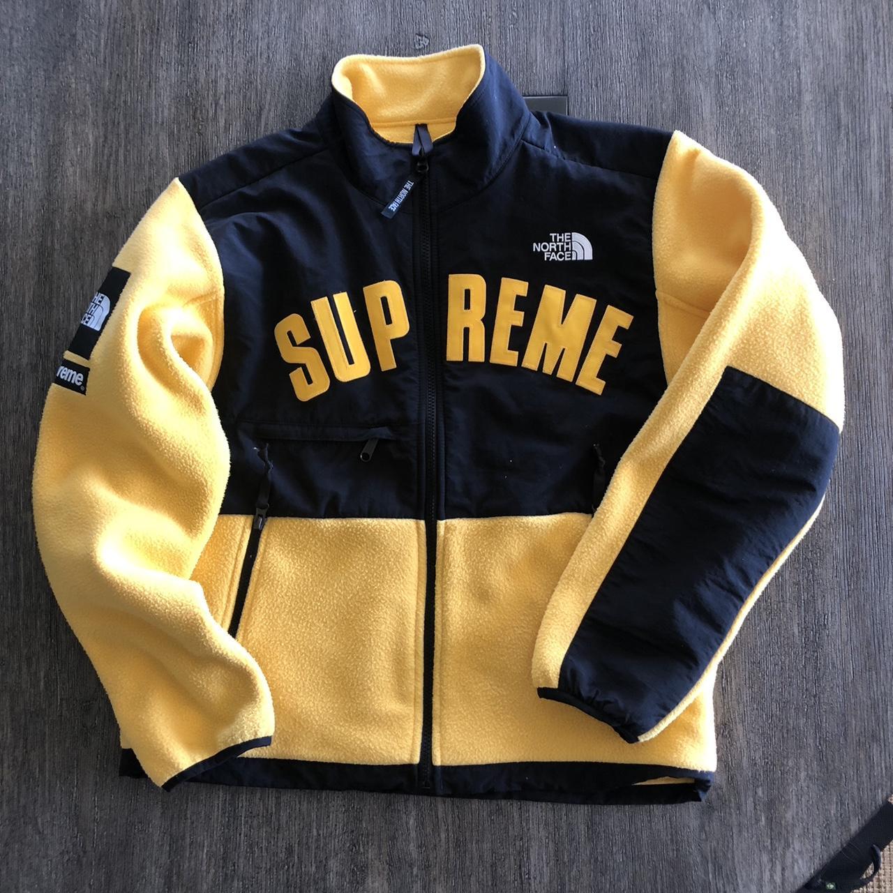 Northface Supreme Collab. Summit Gold Yellow Fleece.... - Depop