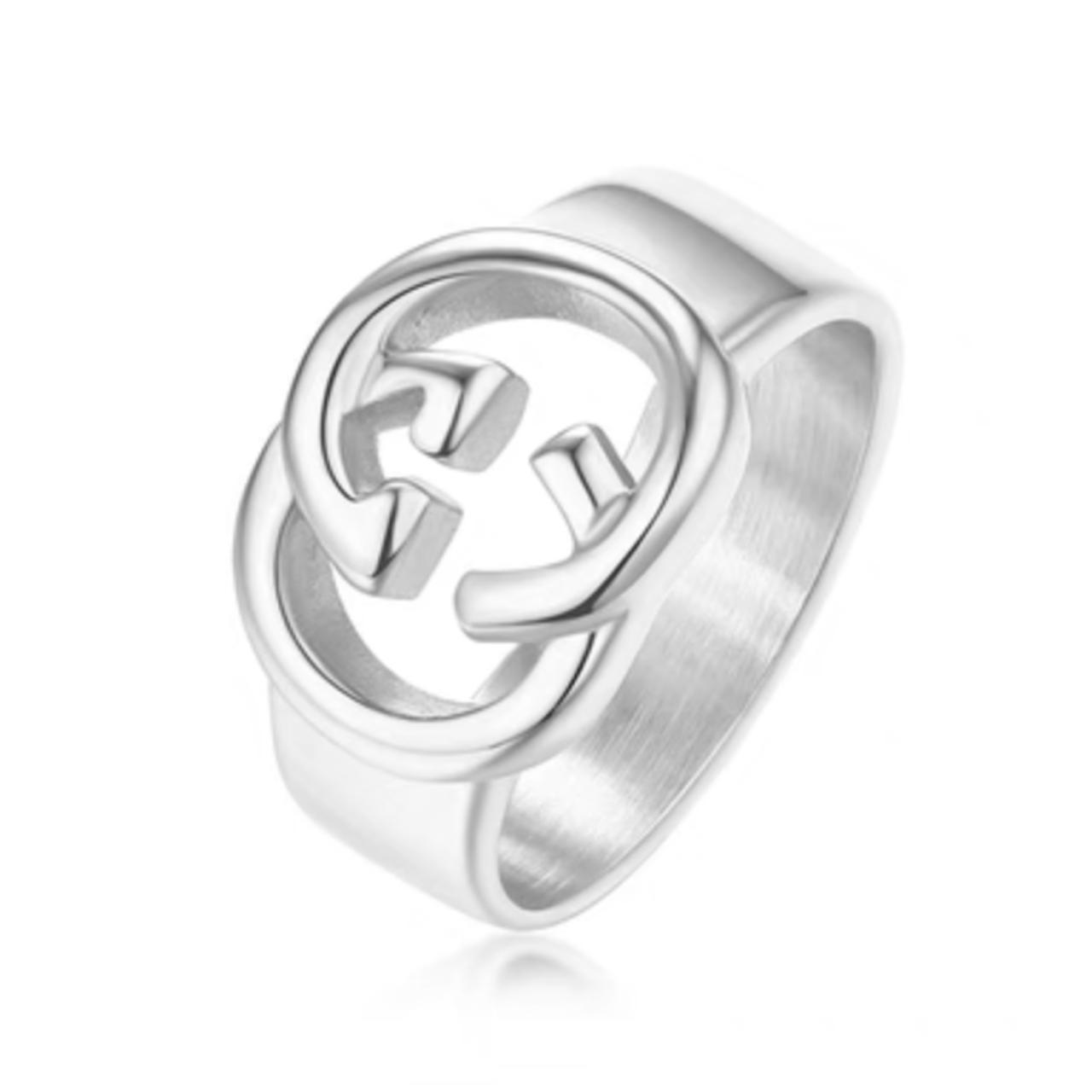 Ring with double G design Ring is in a size 8 -... - Depop