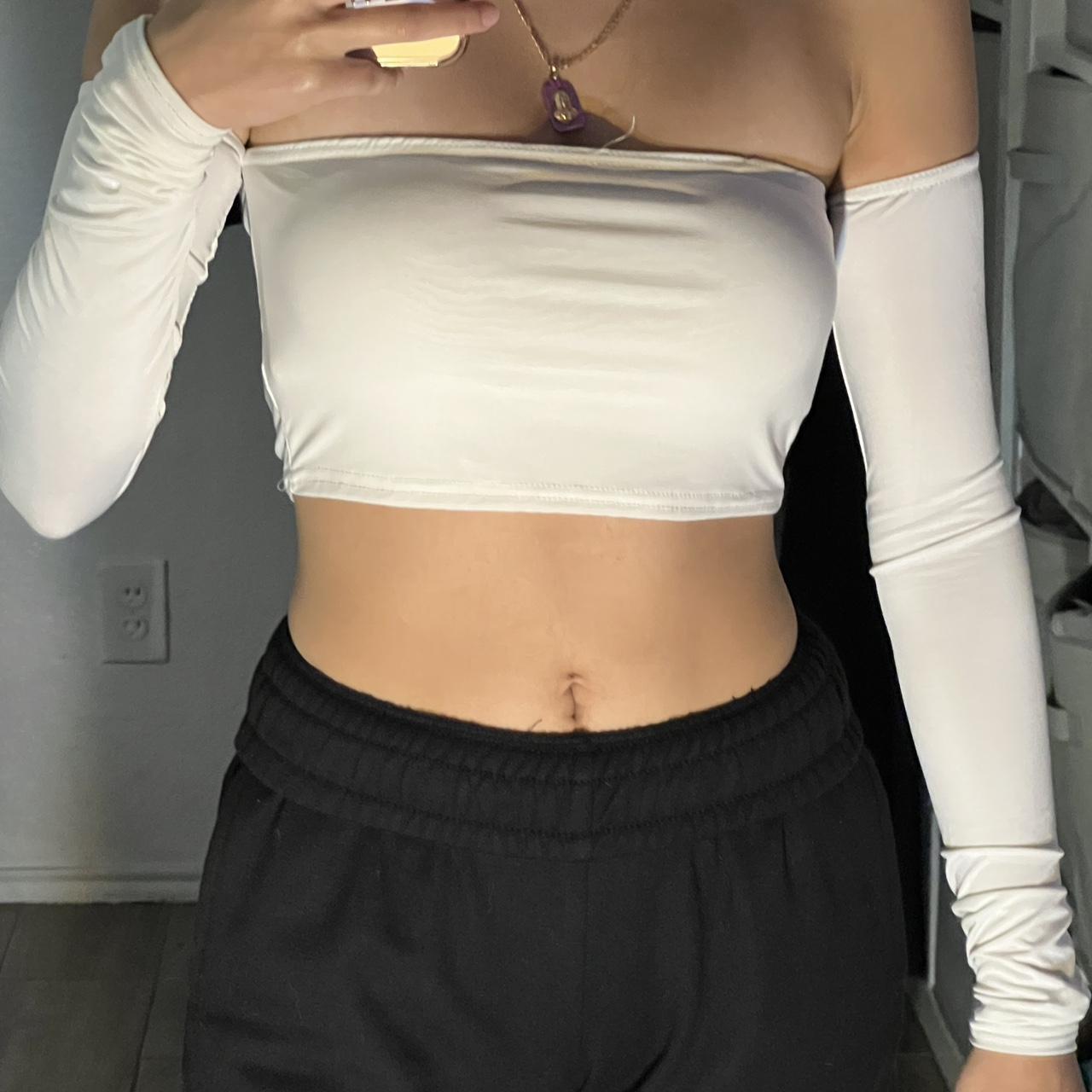 white cropped long sleeve , worn once - Depop