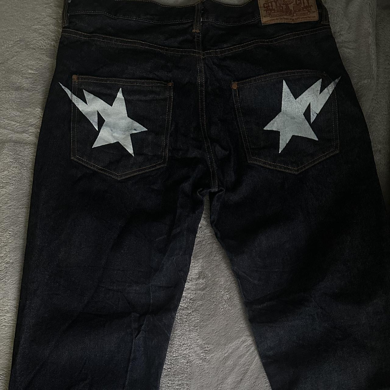 rare bape jeans worn a few times tagged xxl size... - Depop