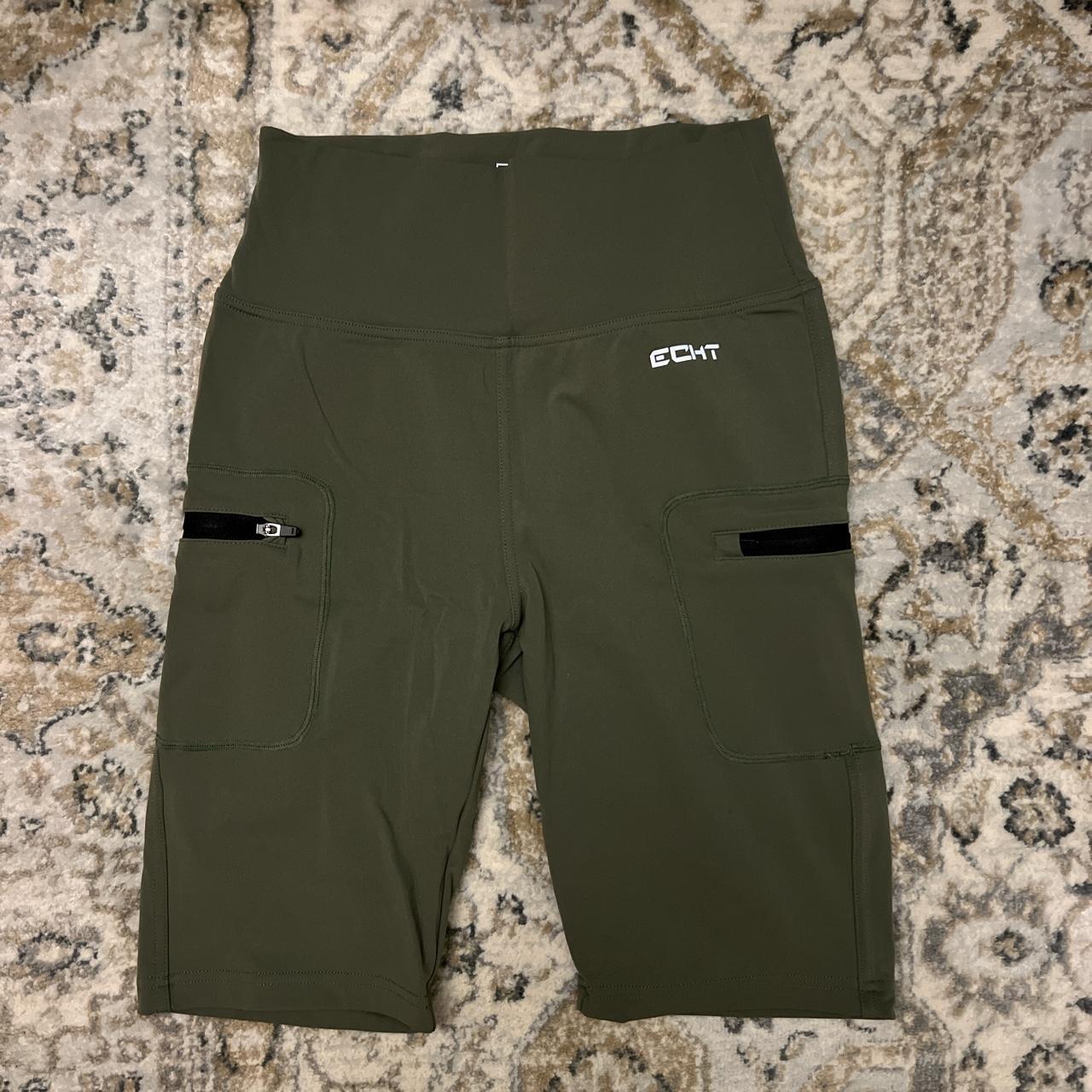 ECHT army green hiking/biking compression shorts w/... - Depop