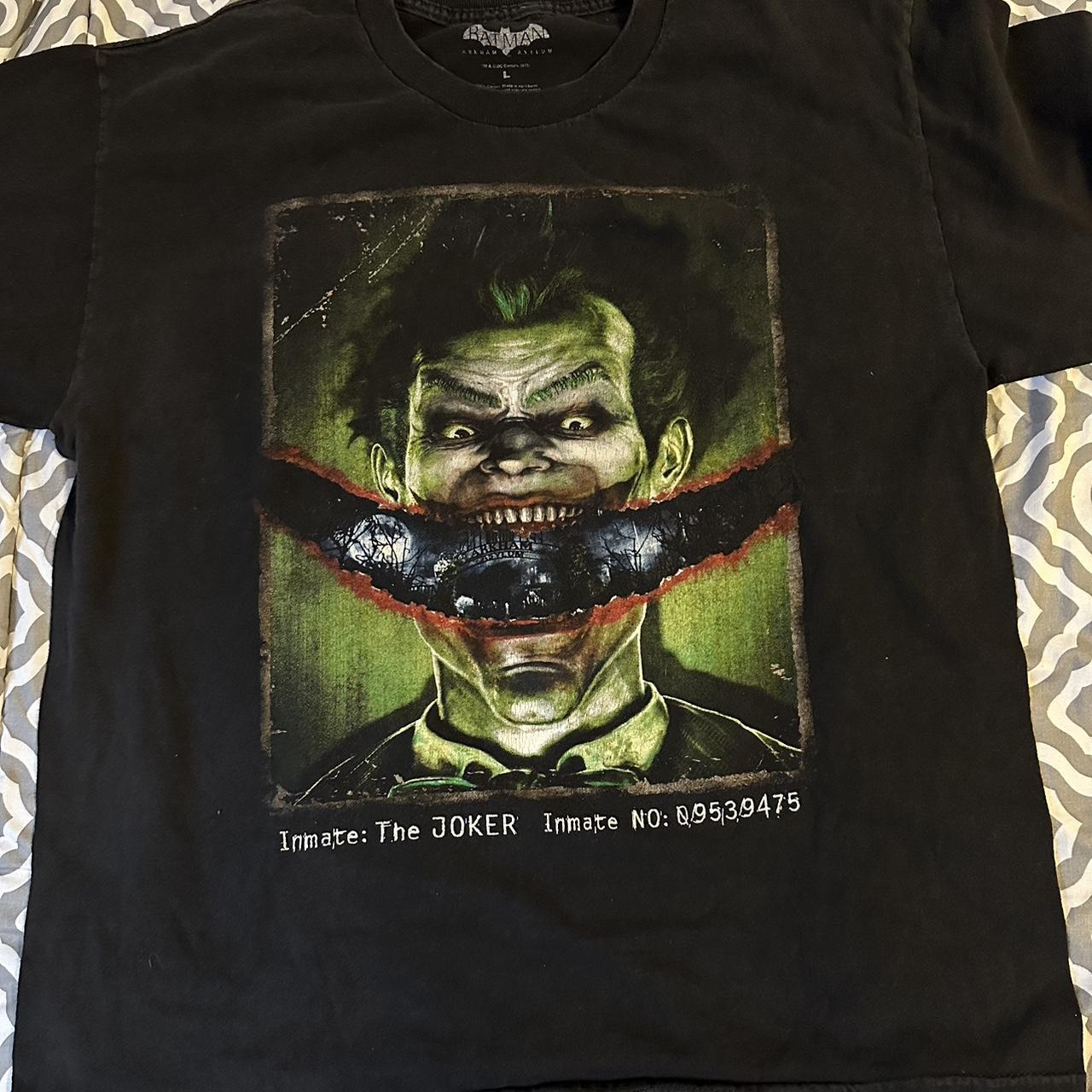 The Joker Arkham Asylum Inmate T-Shirt Black actual... - Depop
