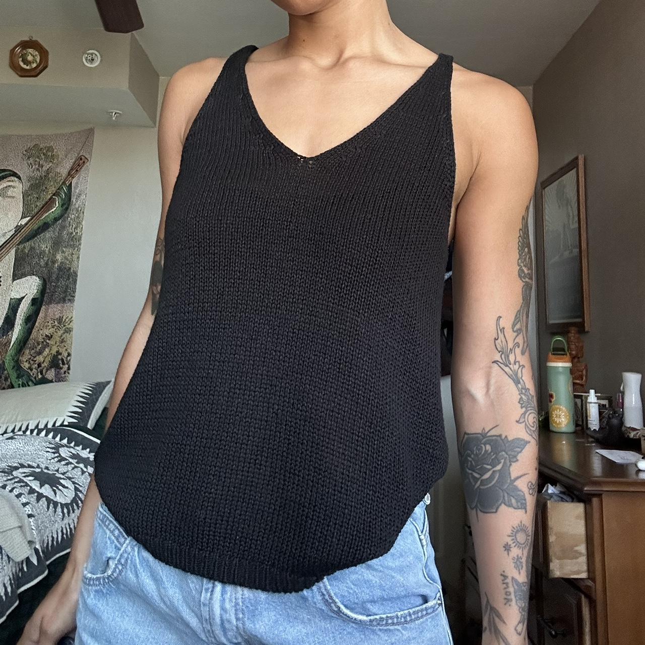 Knit tank Low back (excuse the bra straps 😭) - Depop