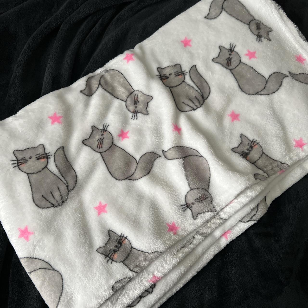 white and pink cat throw blanket #catlover... | Depop