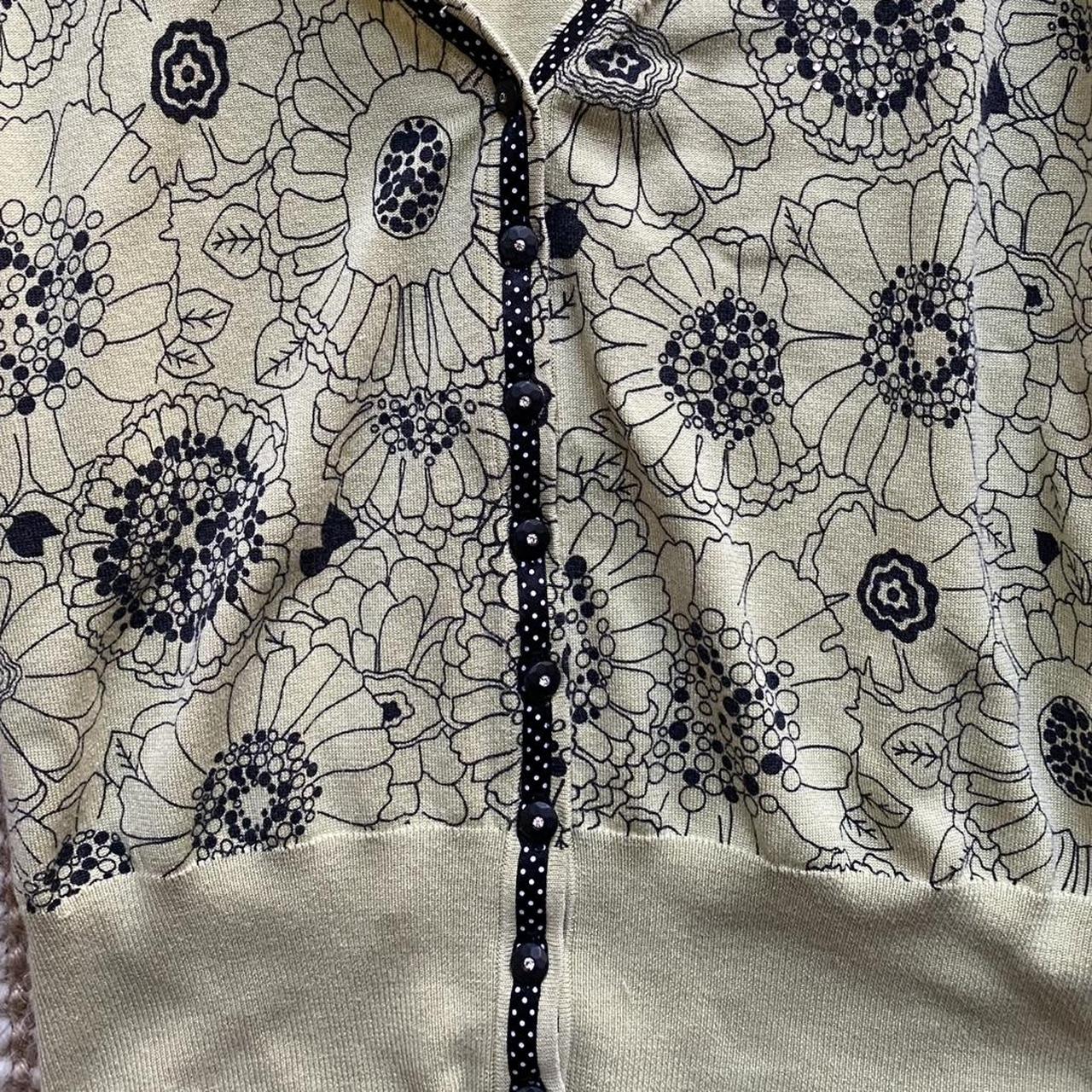 Green and black floral cardigan Brand: Valerie... | Depop