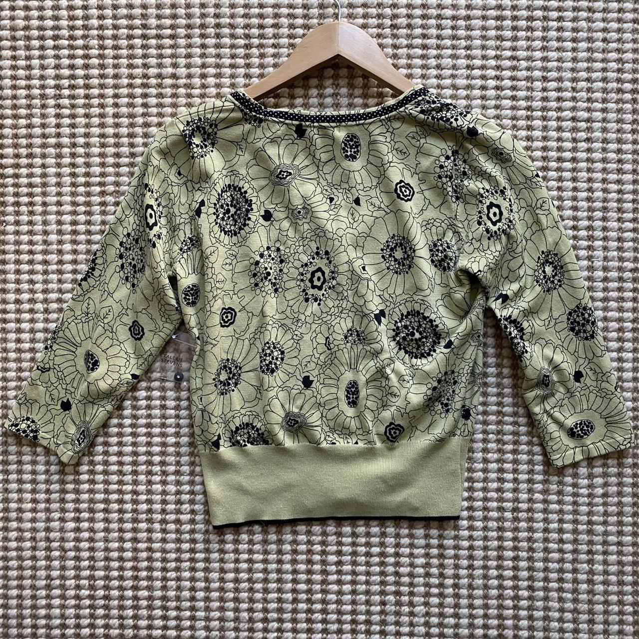 Green and black floral cardigan Brand: Valerie... | Depop