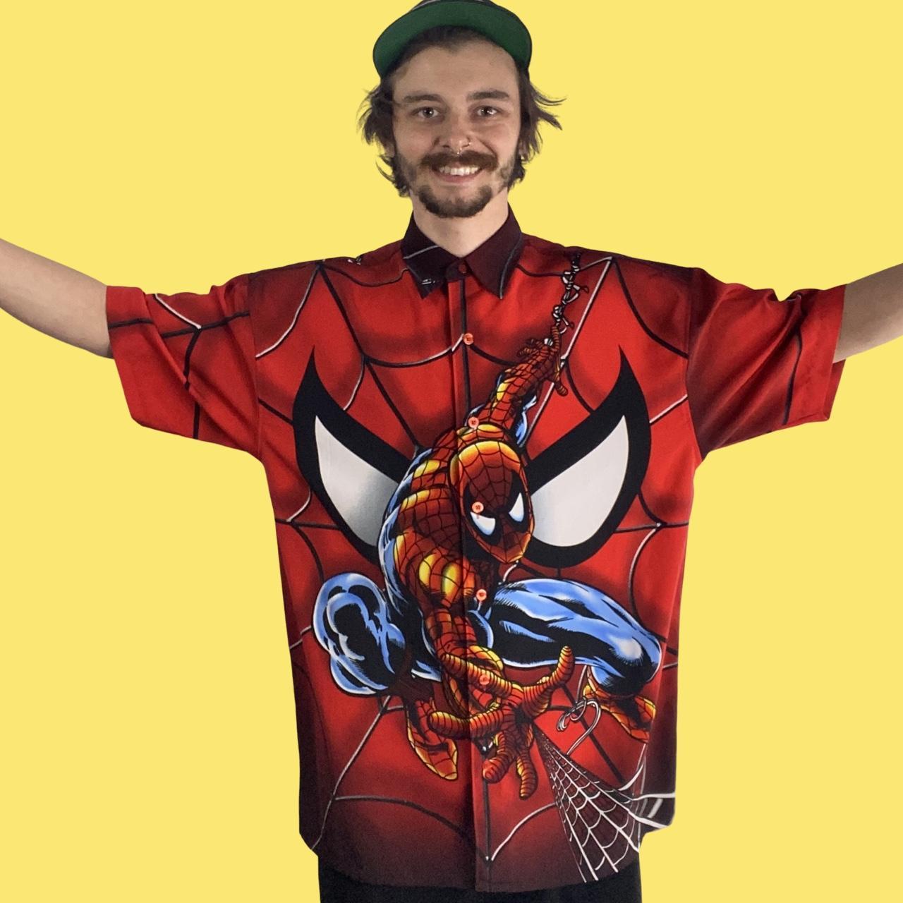 ️y2k Spider-Man Button up casual Marvel shirt,... - Depop