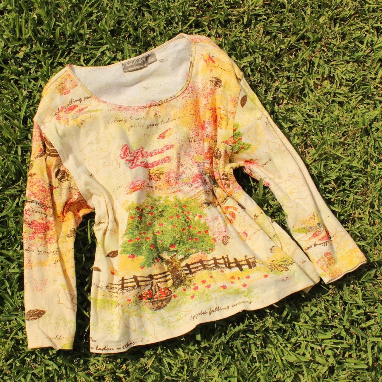 🍂 Vintage Y2K Apple Orchard Graphic Top – Size XL... | Depop