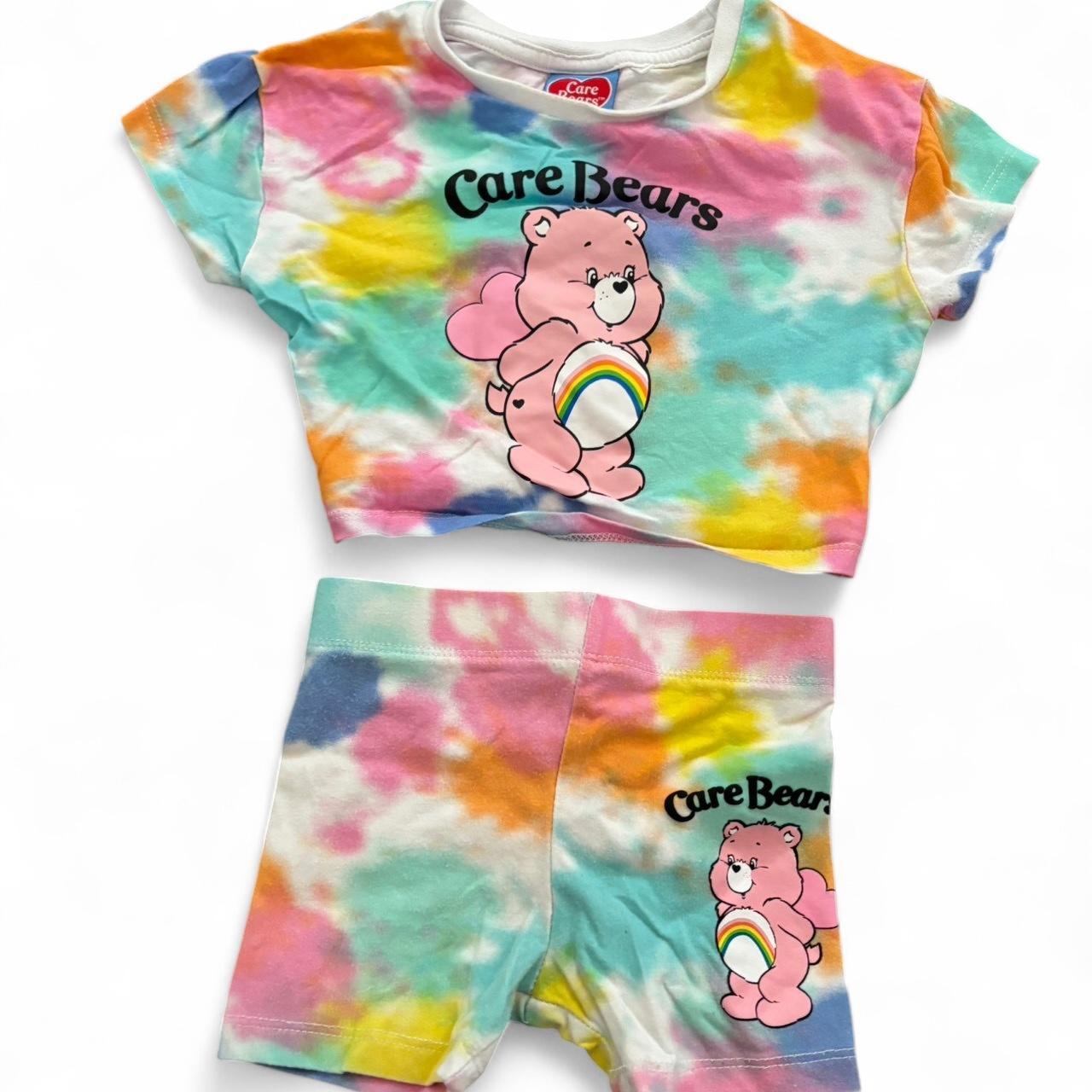 Tye dye girls CARE BEAR t shirt and shorts set Well... | Depop