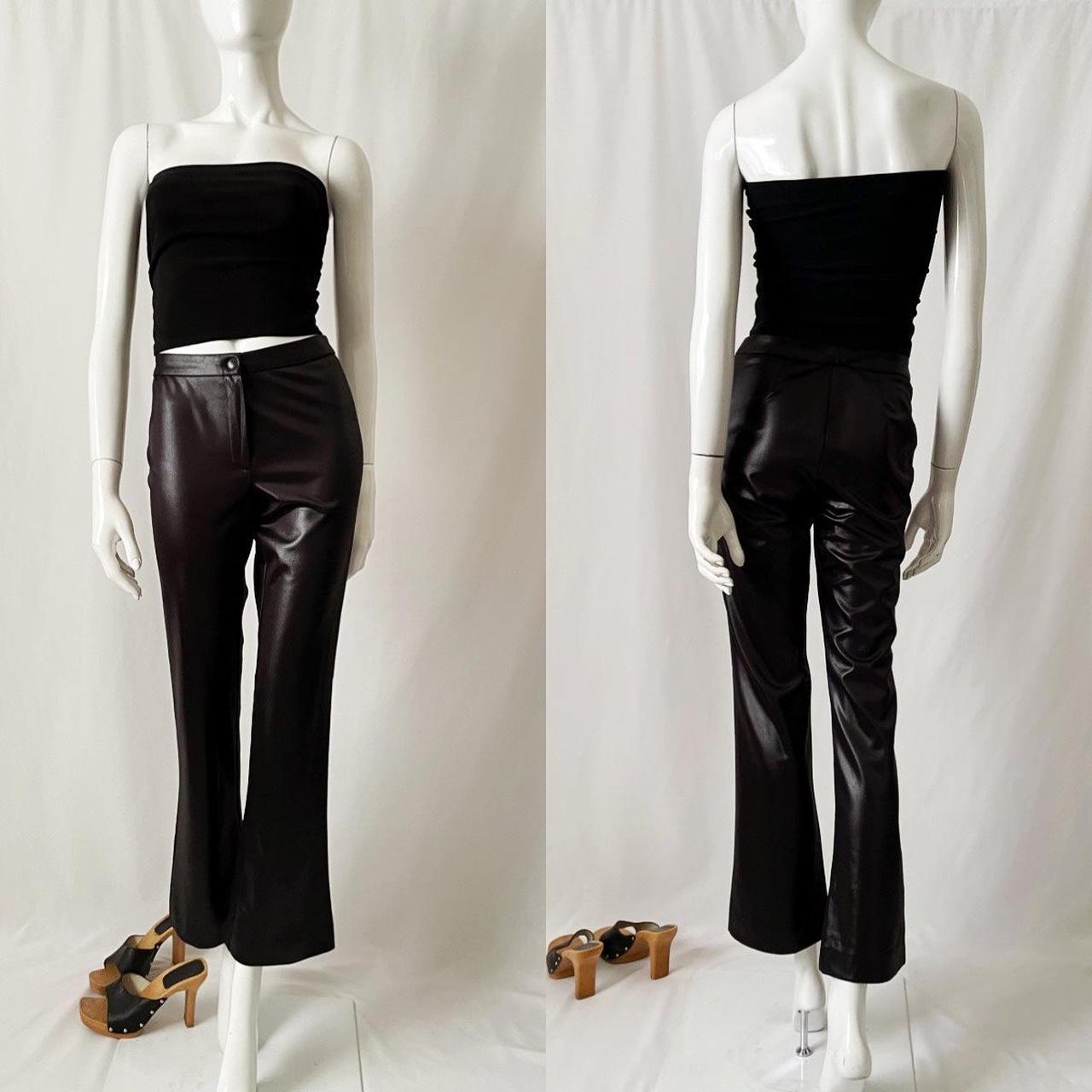 Vintage 90s Liquid Pants 70s style black mid-waist... - Depop