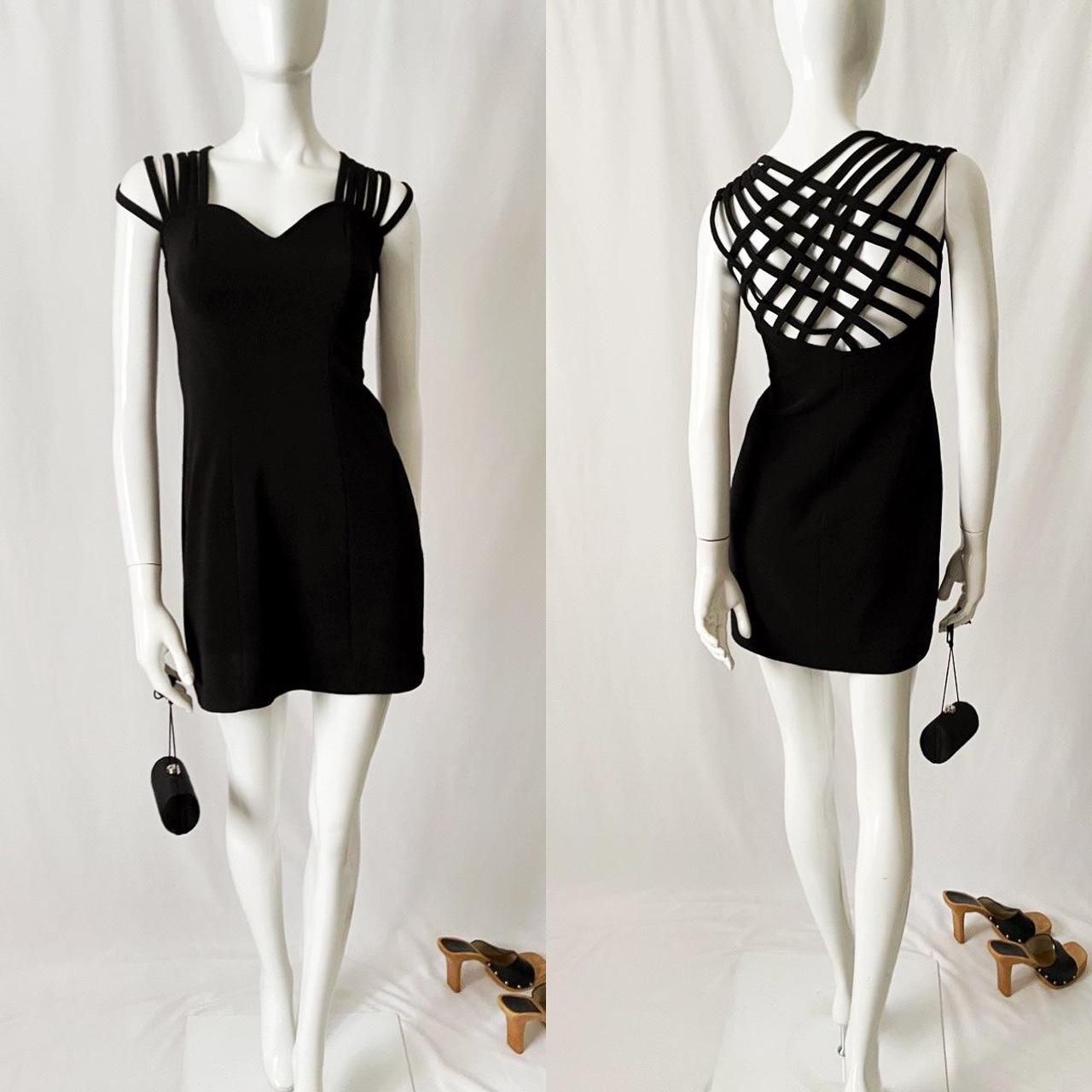 Vintage 90s Mini Caged Dress Black mini dress with... - Depop