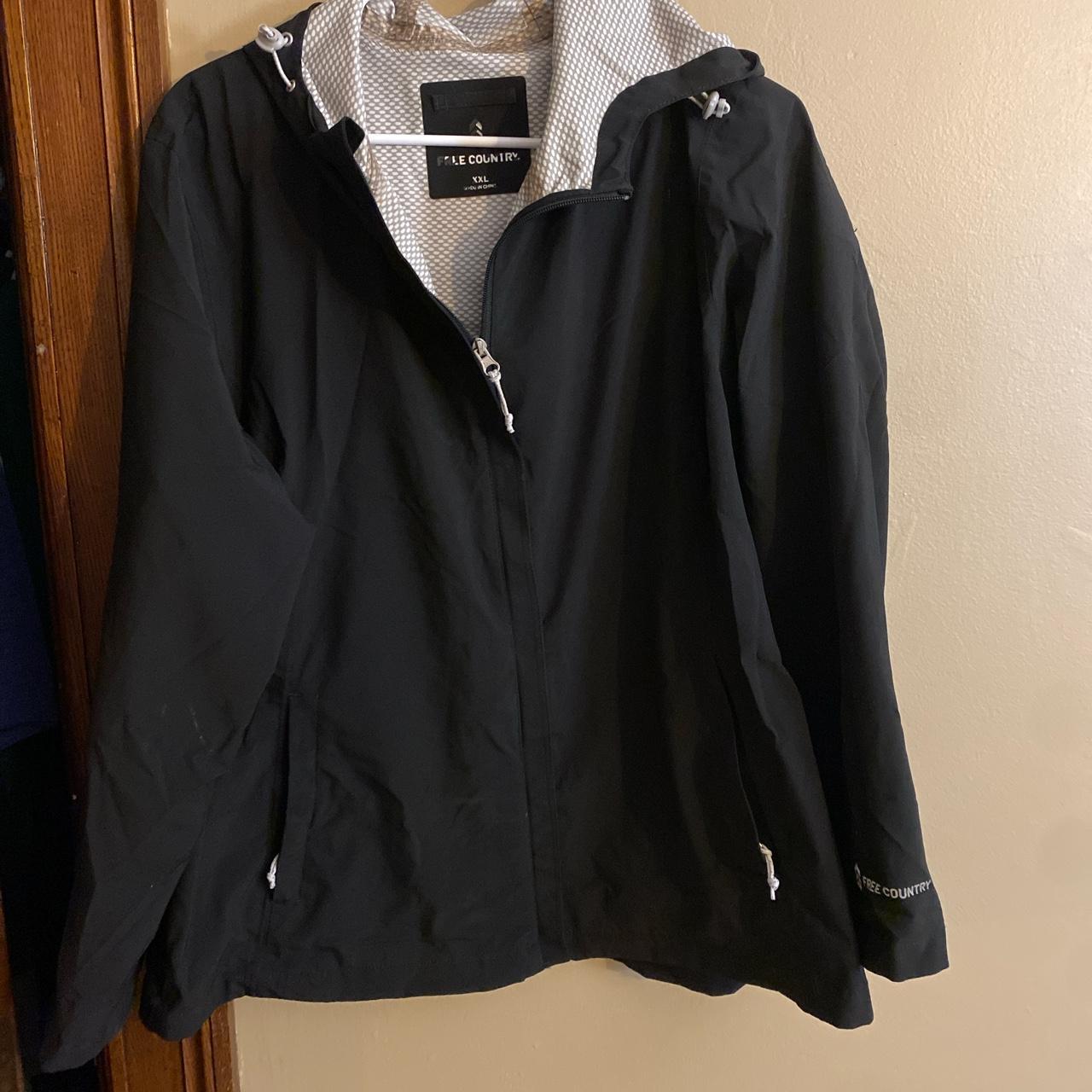 black rain jacket free country size xxl - Depop