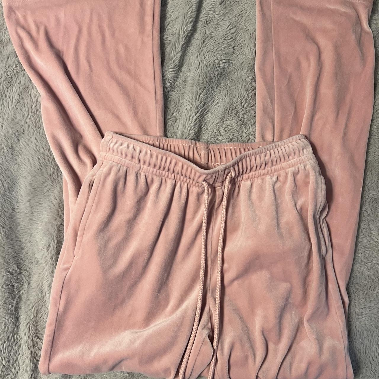 low rise pink flare velvet pants - Depop