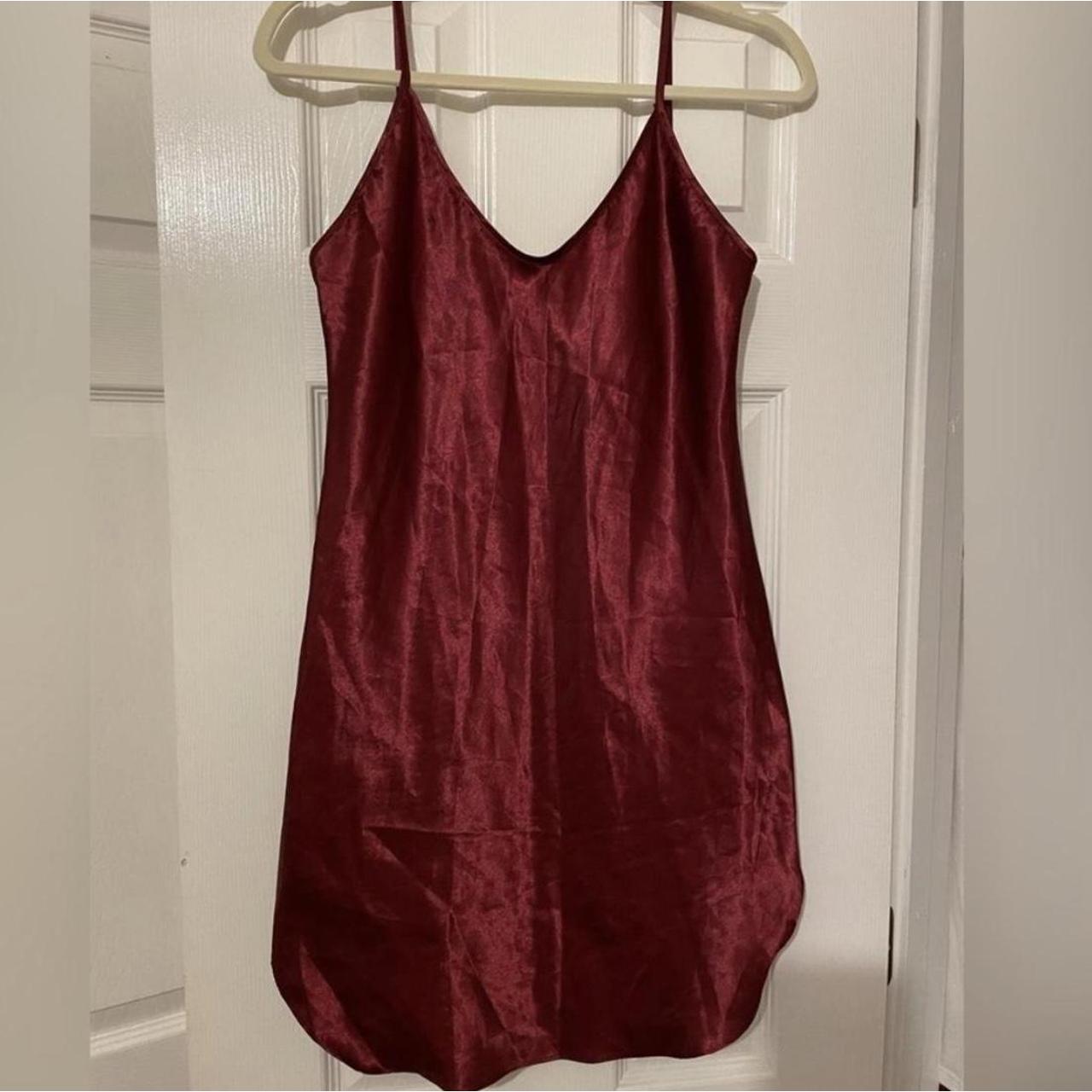 Maroon/burgundy silky satin night gown Maroon night... - Depop