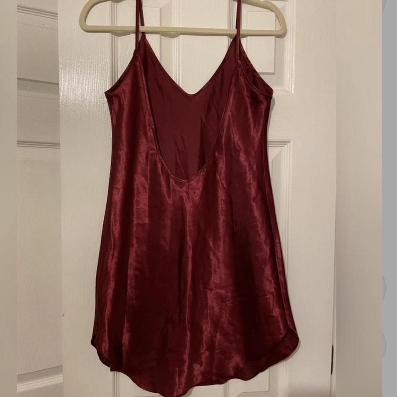 Maroon/burgundy silky satin night gown Maroon night... - Depop