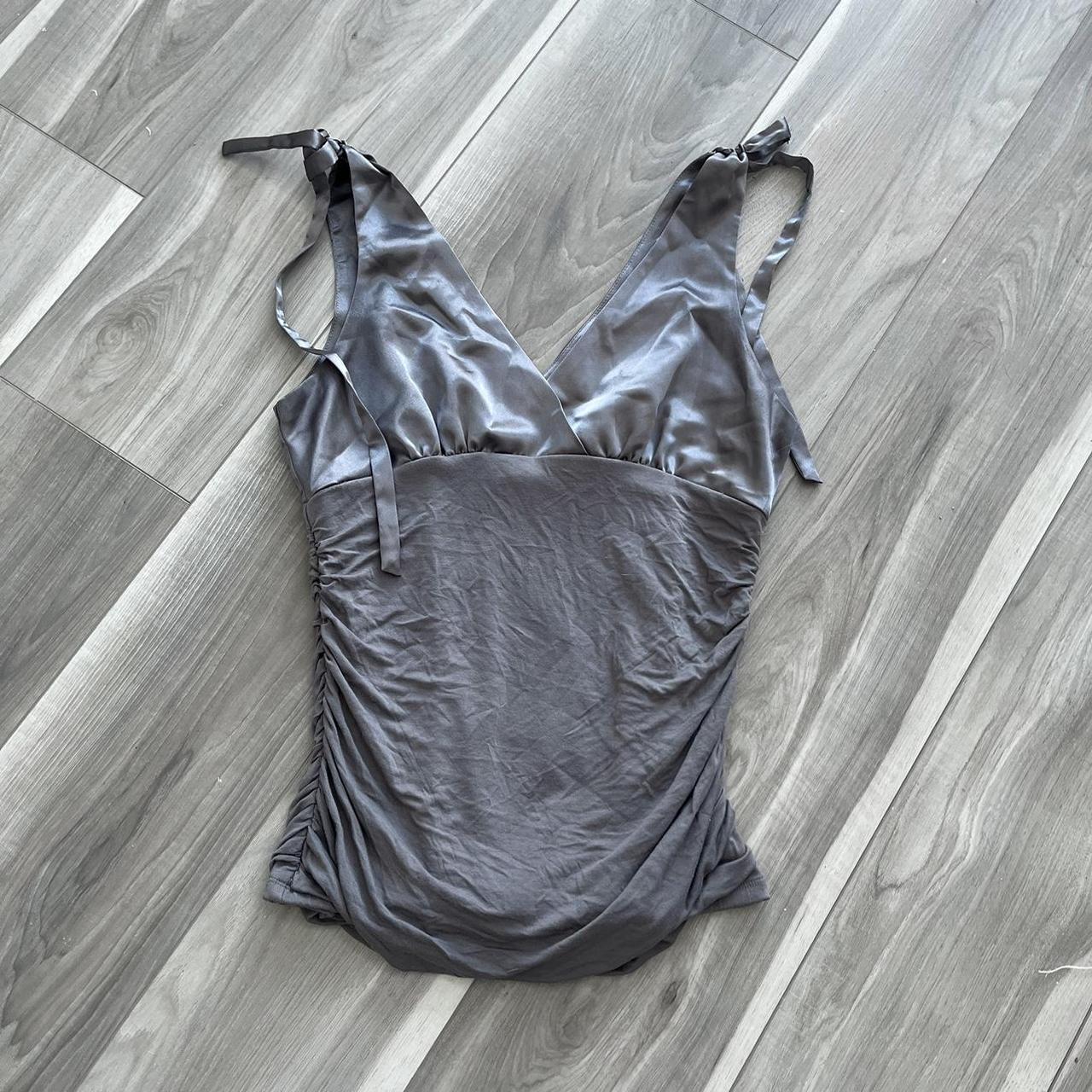 super cute and flattering silver top details: size... - Depop