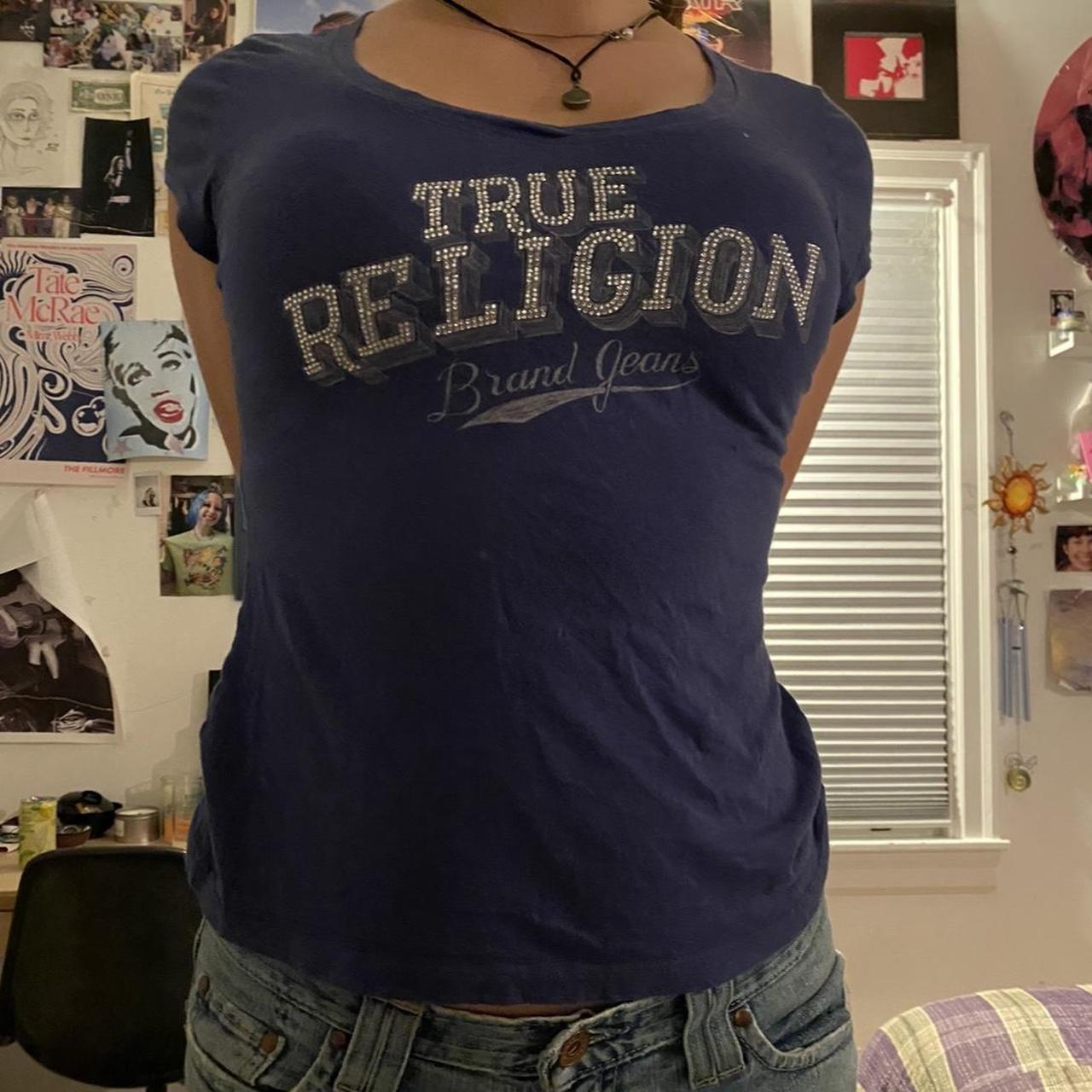 true religion top w rhinestones 1000/10 so cute - Depop