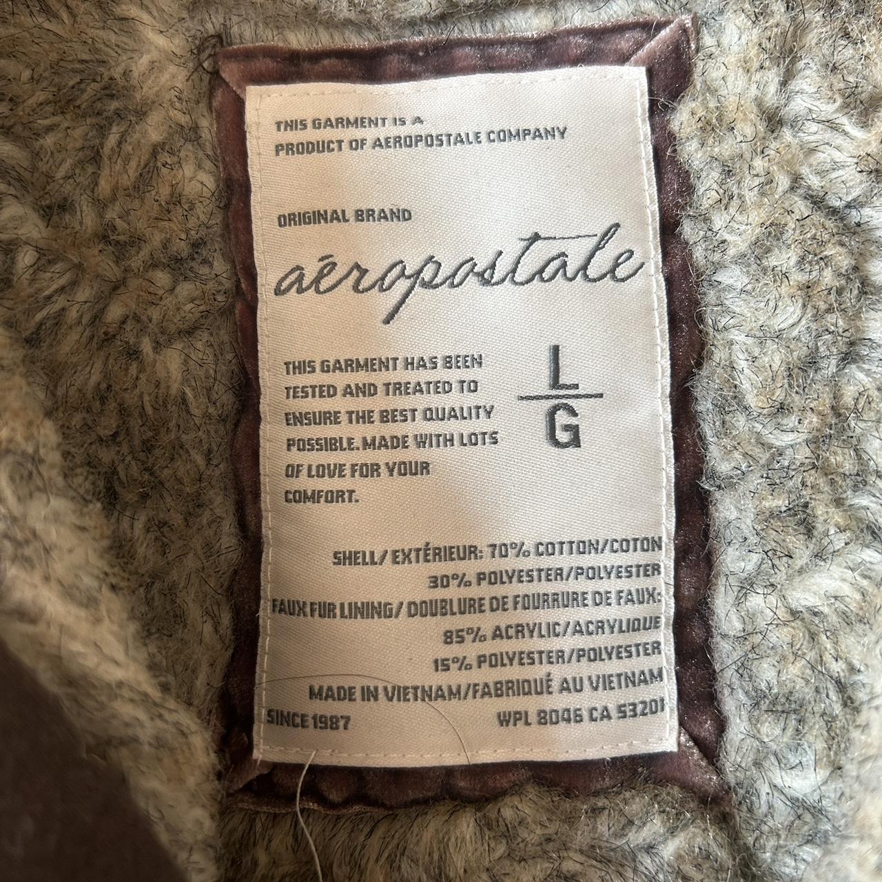 Rare y2k brown Aeropostale faux fur lined zip up... - Depop