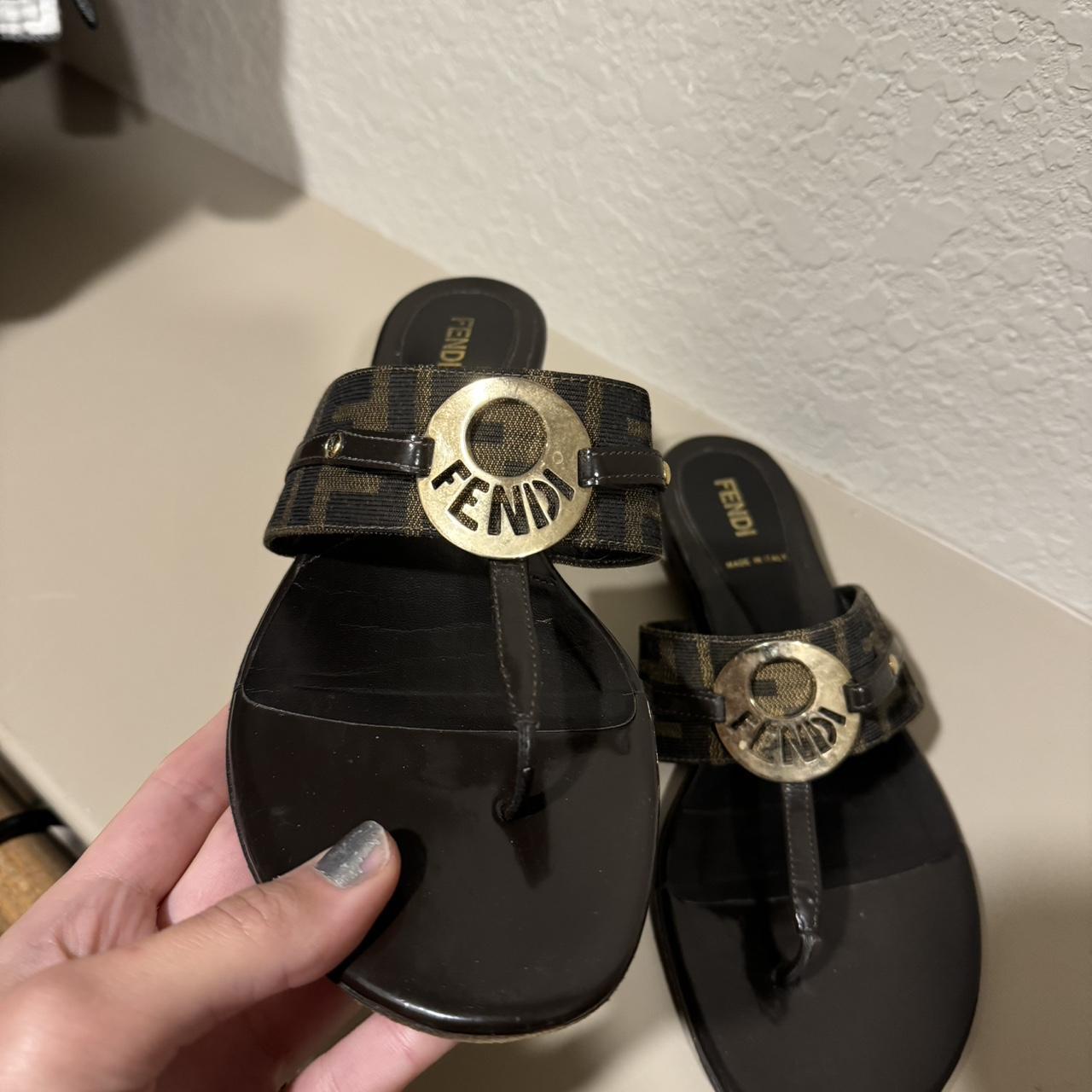 Authentic Fendi Flip Flops. Size 37 1/2 fit like a 7... - Depop