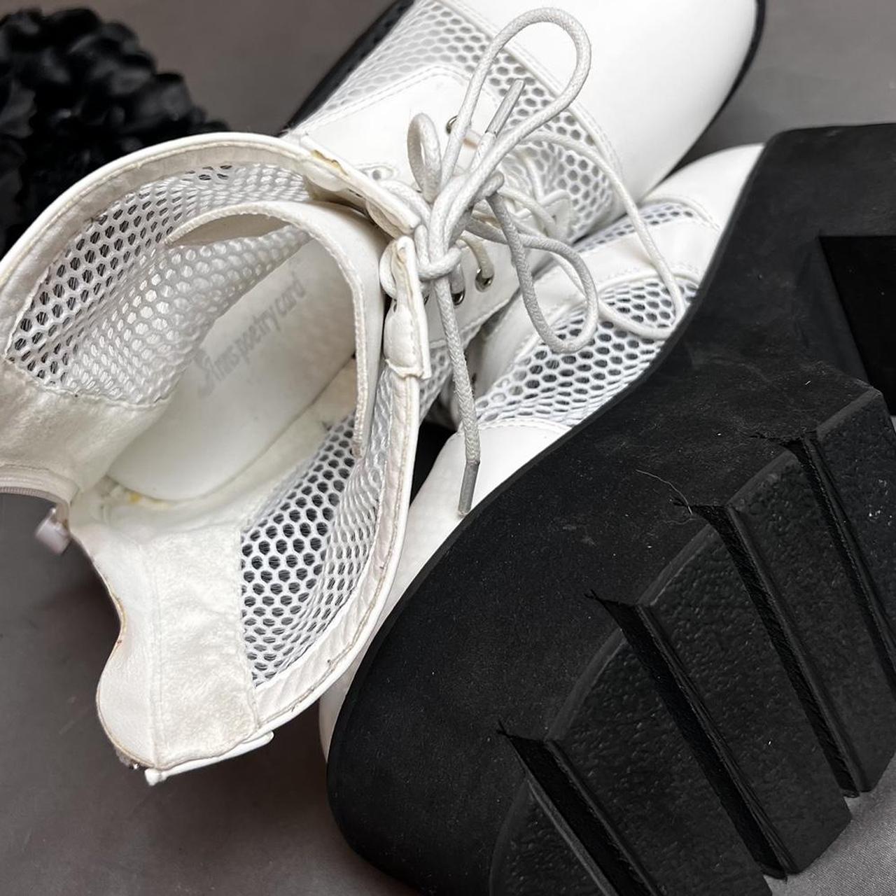 White Mesh Platform Boots Size 8 Faux white... - Depop