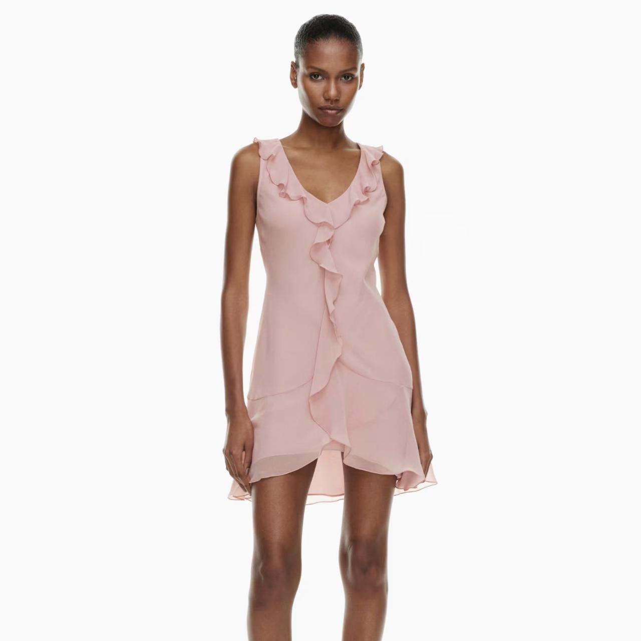 Pink ruffle flowy mini dress from Aritzia -perfect... | Depop