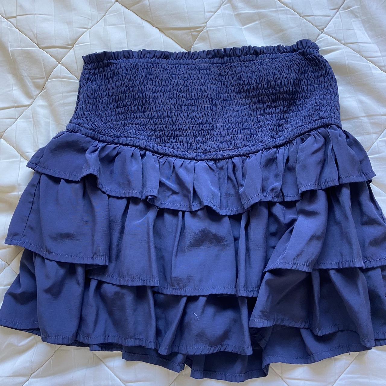 Navy blue ruffle mini skirt Built in shorts!! From... - Depop