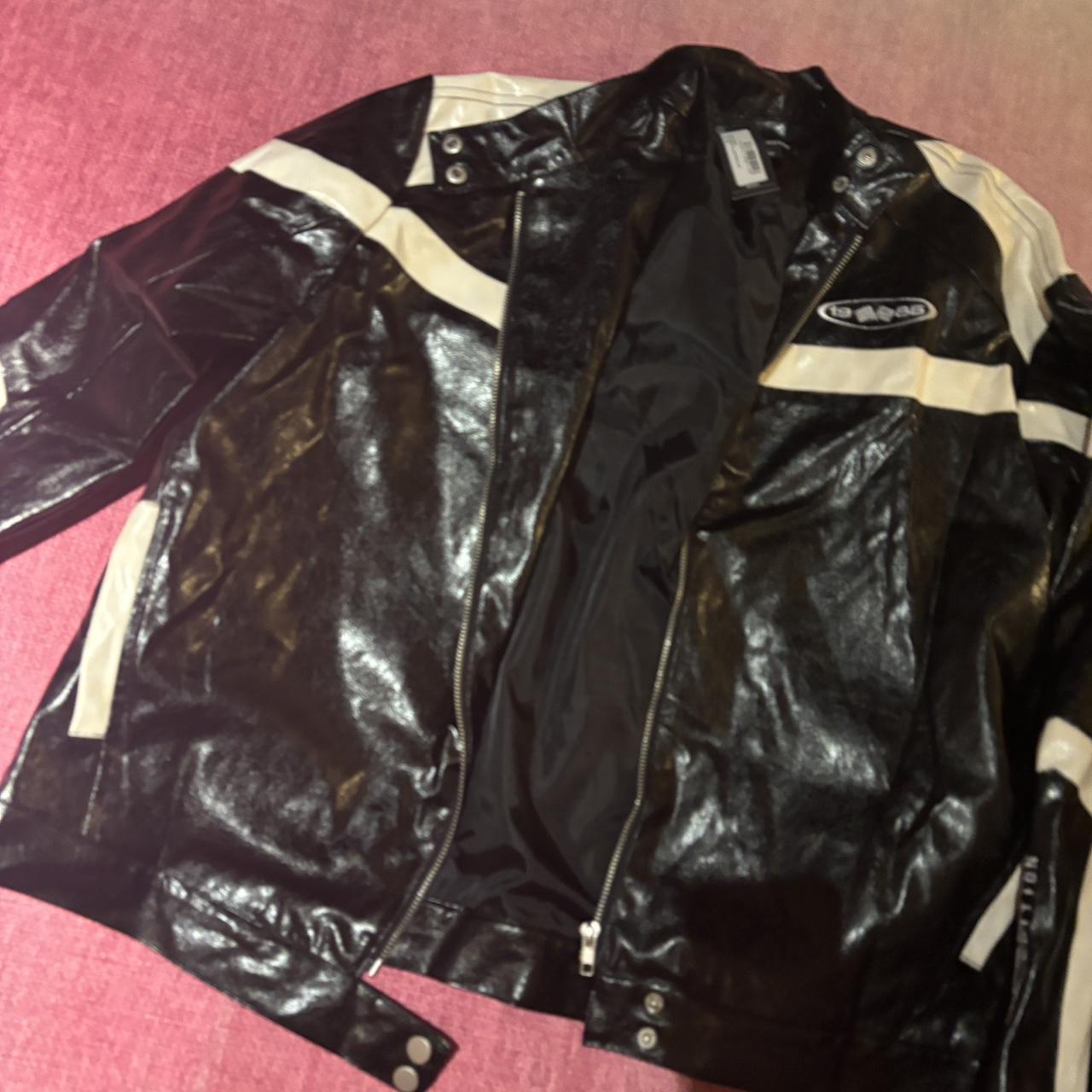 pretty little thing motorcycle leather jacket... - Depop