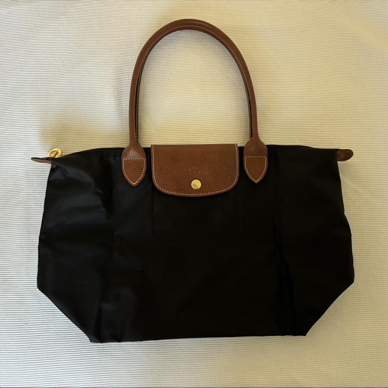 Longchamp Small Le Pliage Black with gold hardware... - Depop