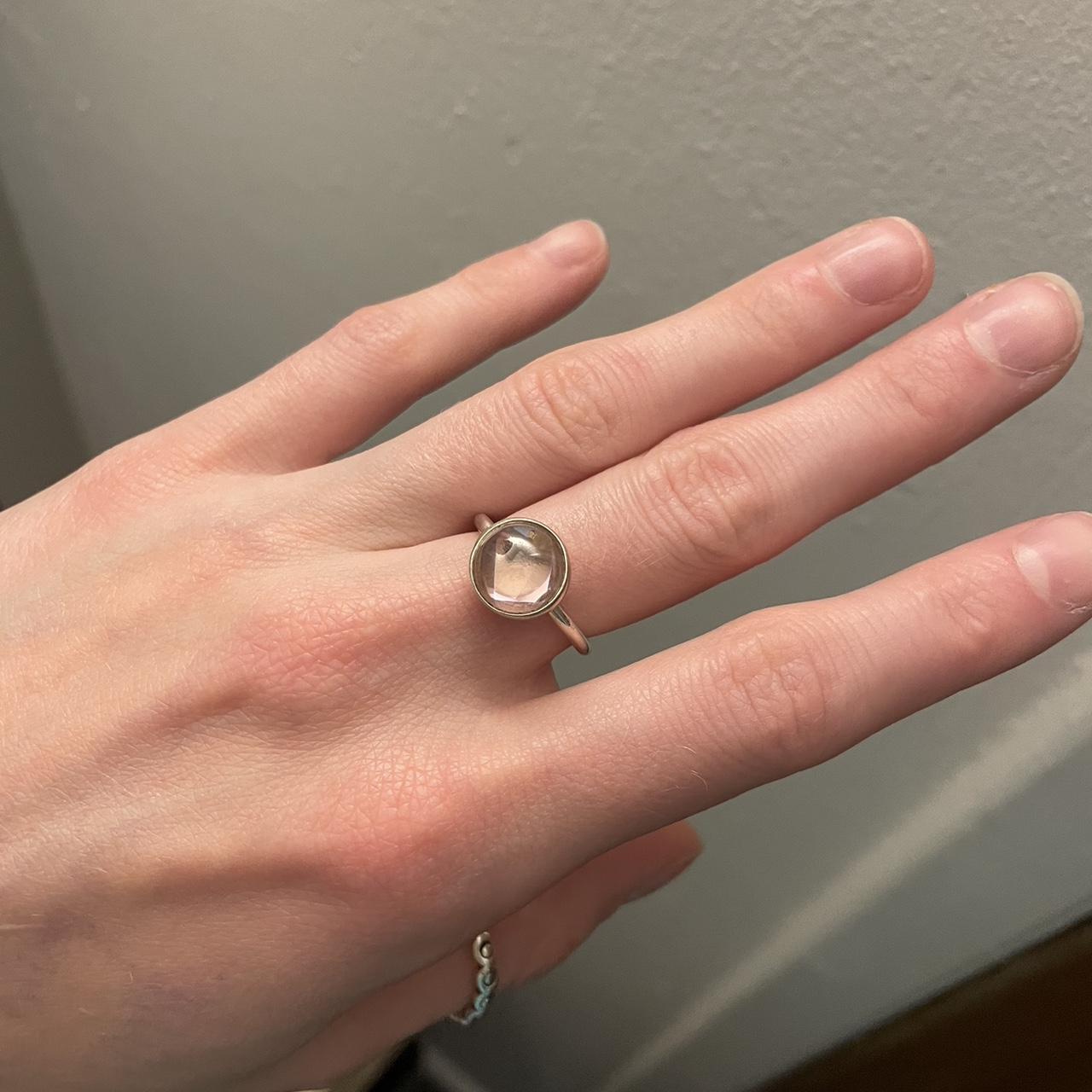 Pink stone Pandora ring Worn once Size 52... - Depop